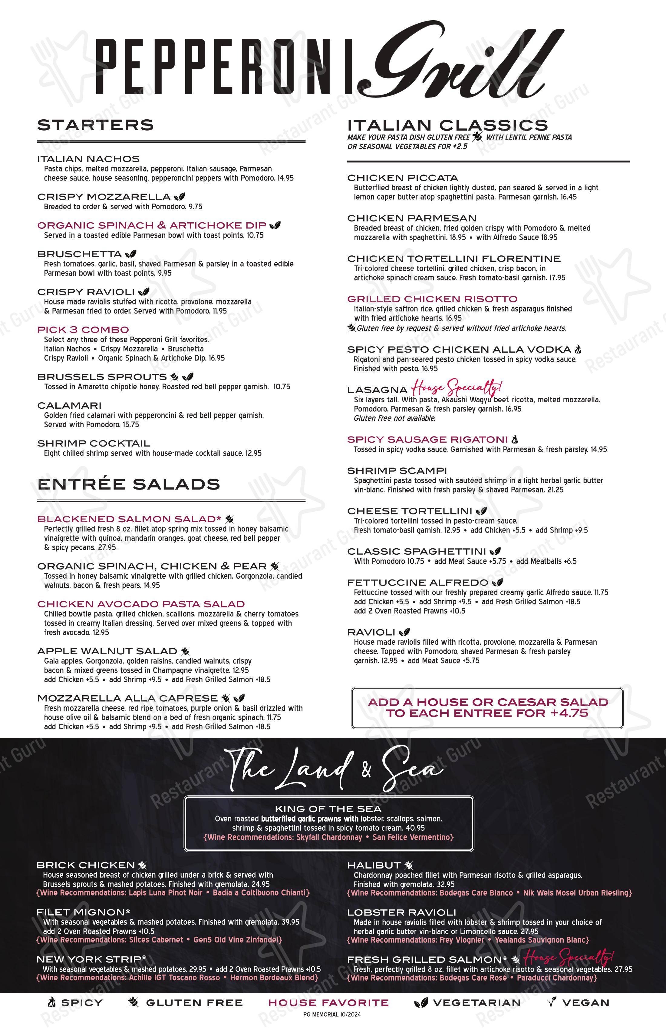 Menu at Pepperoni Grill - Memorial Rd pub & bar, Oklahoma City