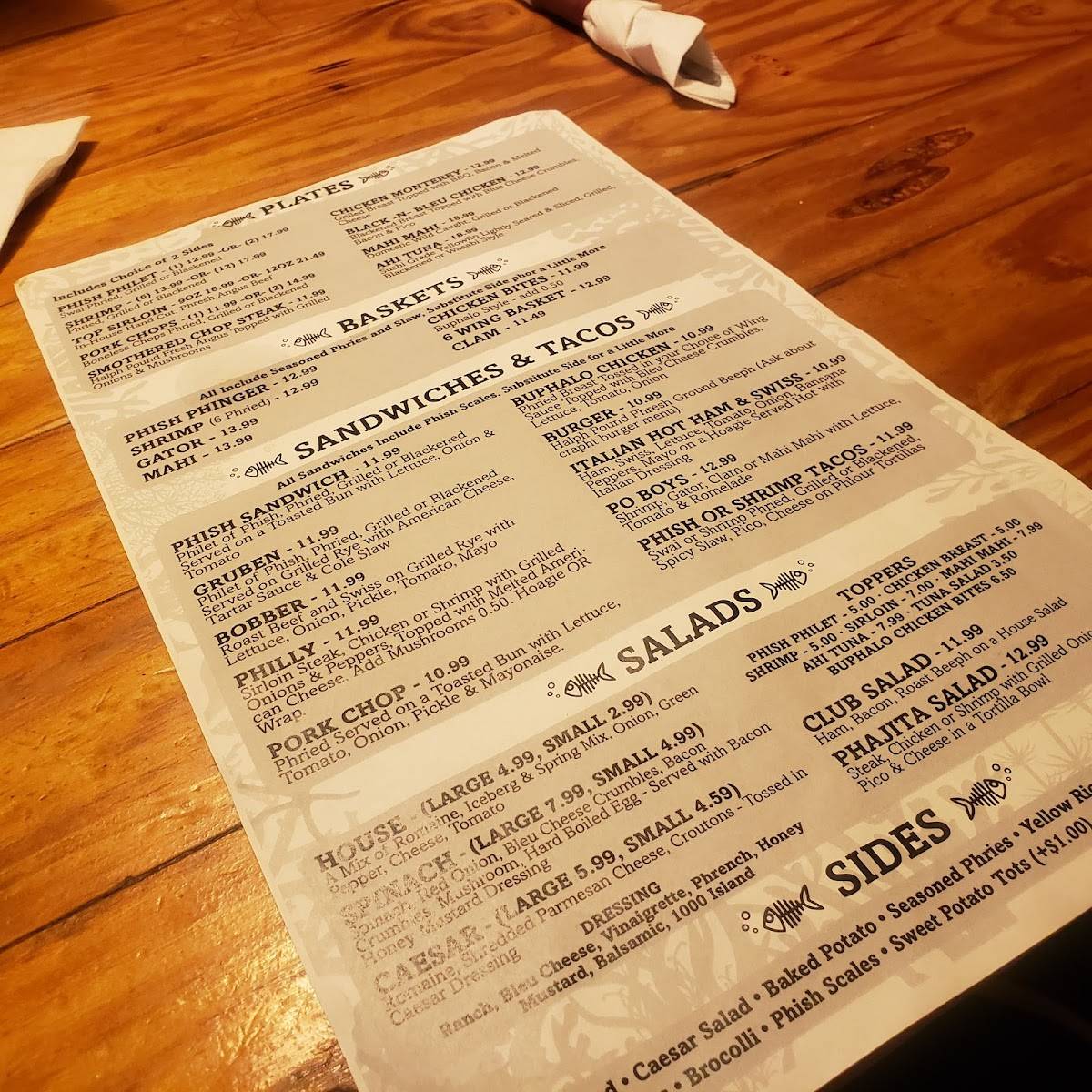 Menu at Phish Tales pub & bar, Lake City, SW Main Blvd #170
