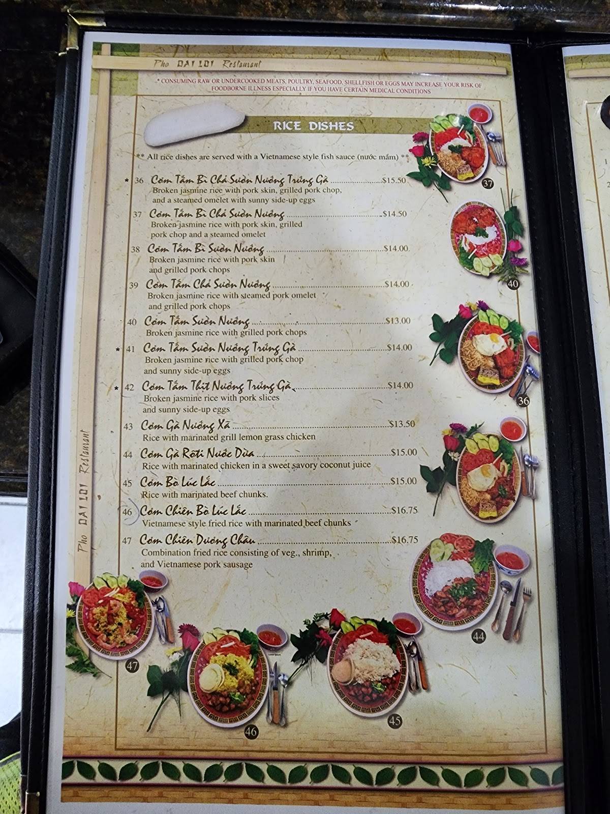 Menu at Pho Dai Loi restaurant, Forest Park, Jonesboro Rd