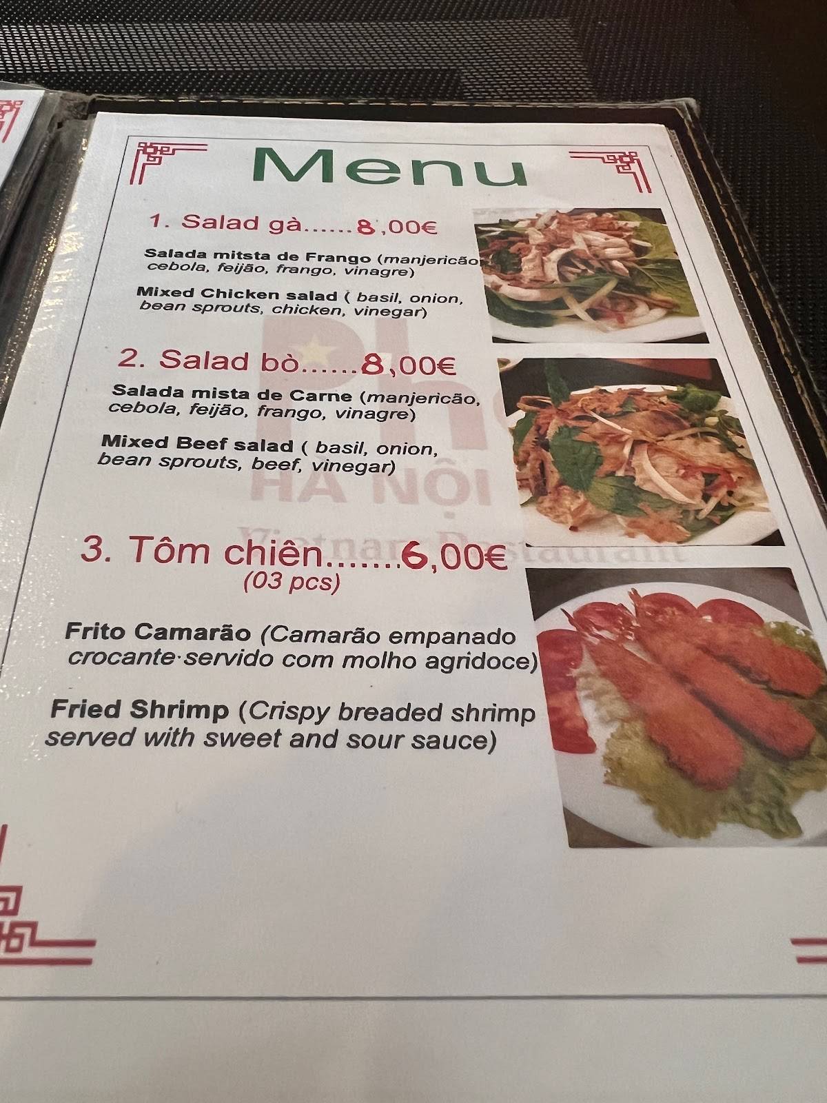 Menu em Pho Ha Noi restaurante, Lisboa