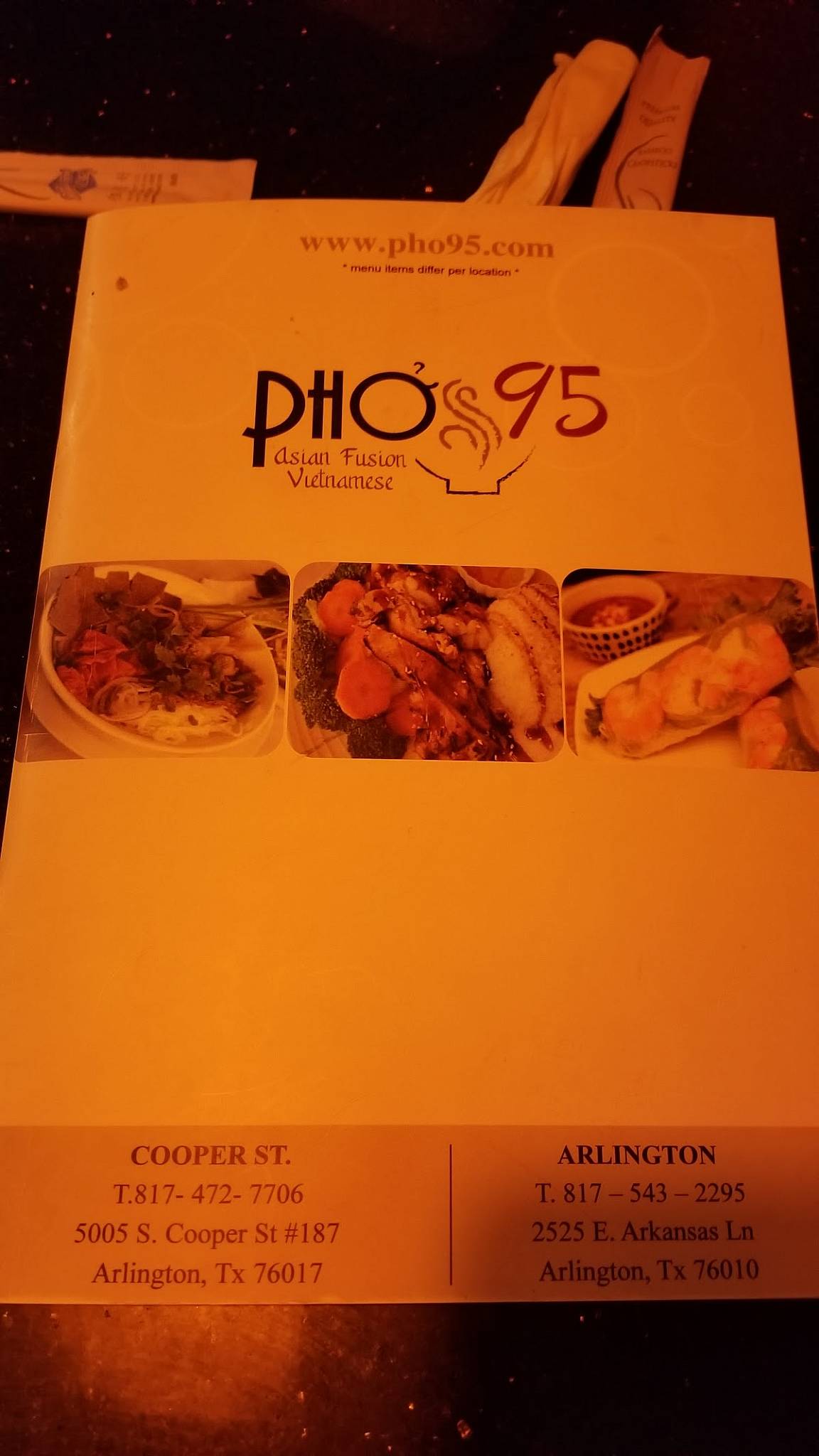 Menu at Phở95 Asian Fusion and Vietnamese restaurant, Arlington, S ...