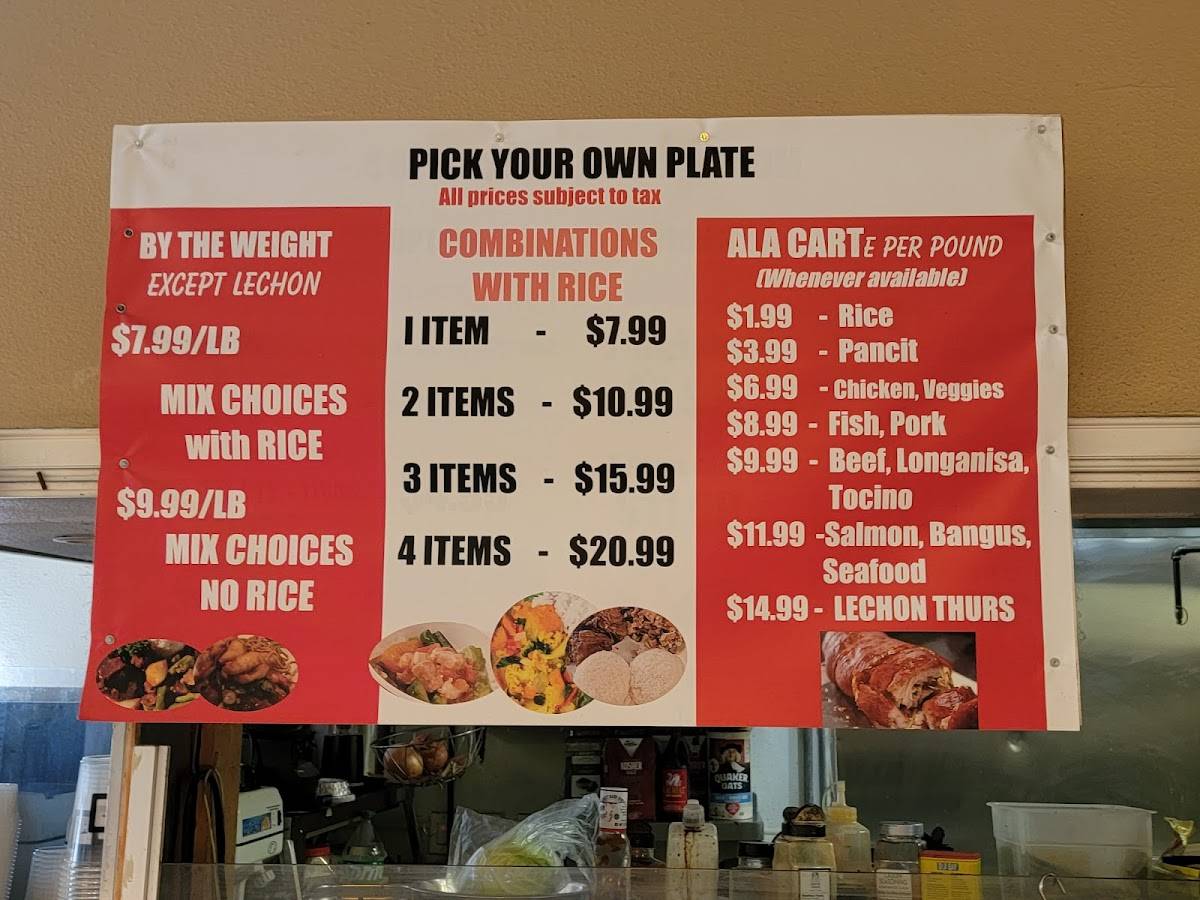 Menu at Pick your Plate restaurant, Hawthorne
