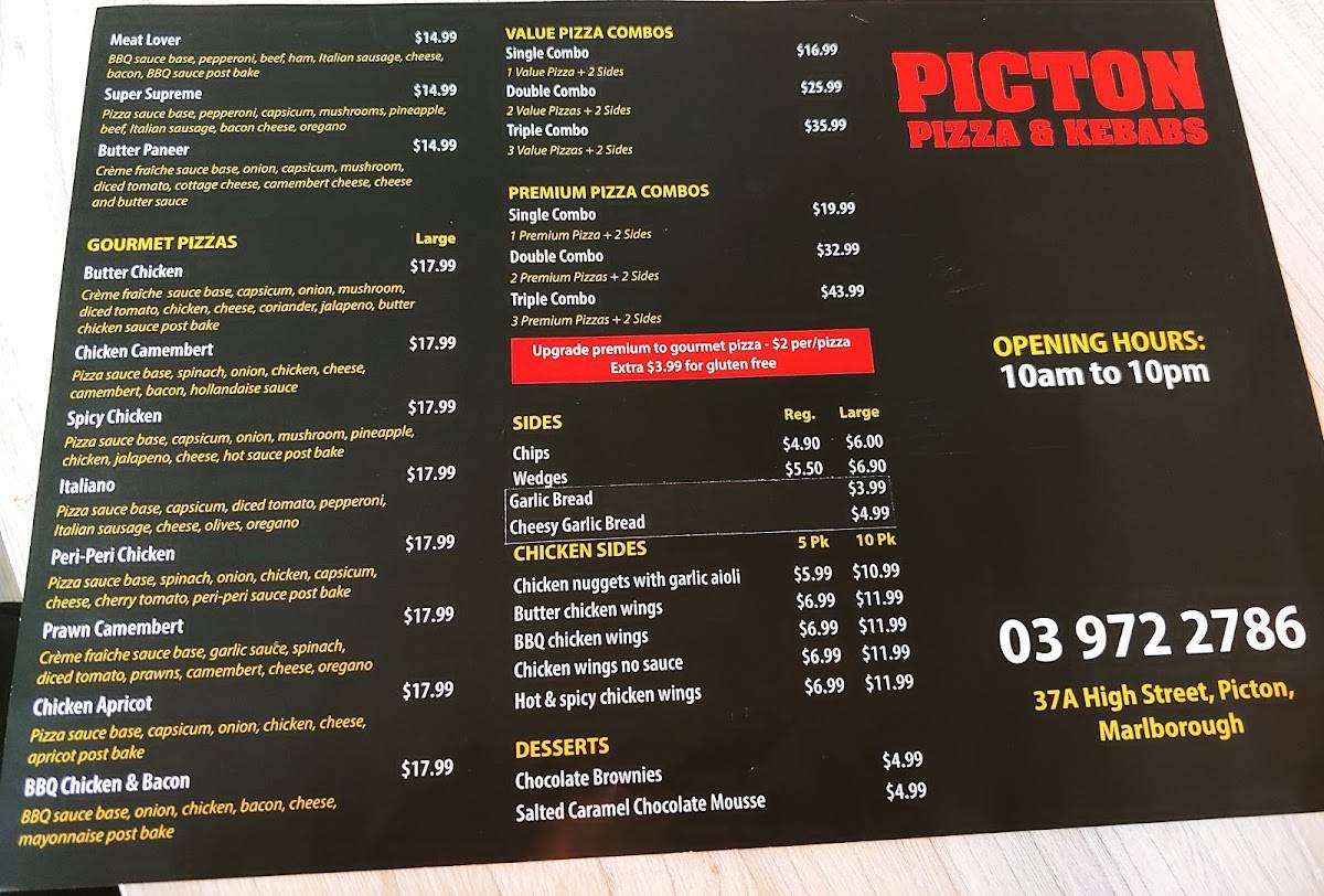 Menu at Picton Pizza And Kebabs pizzeria, Picton