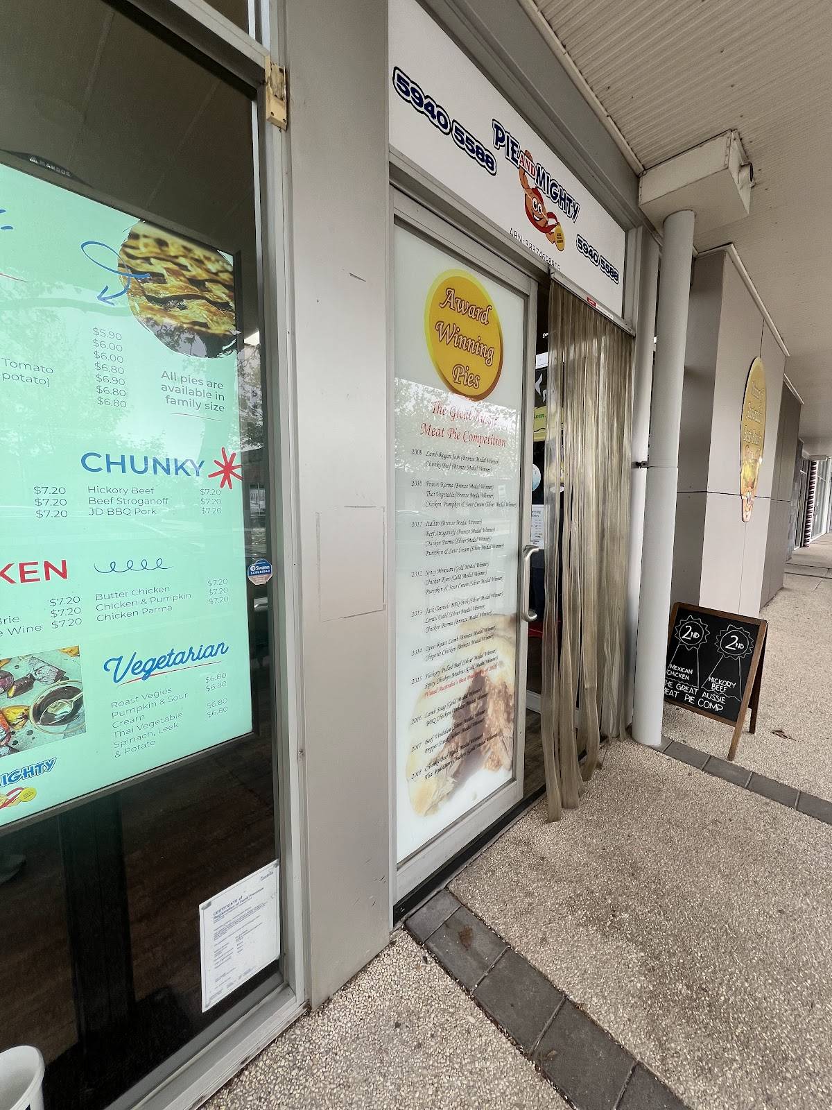 Menu at Pie and Mighty fast food, Pakenham