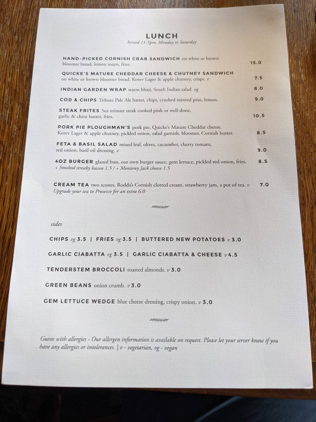 Menu at Pier House Hotel, Charlestown pub & bar, Saint Austell Bay ...