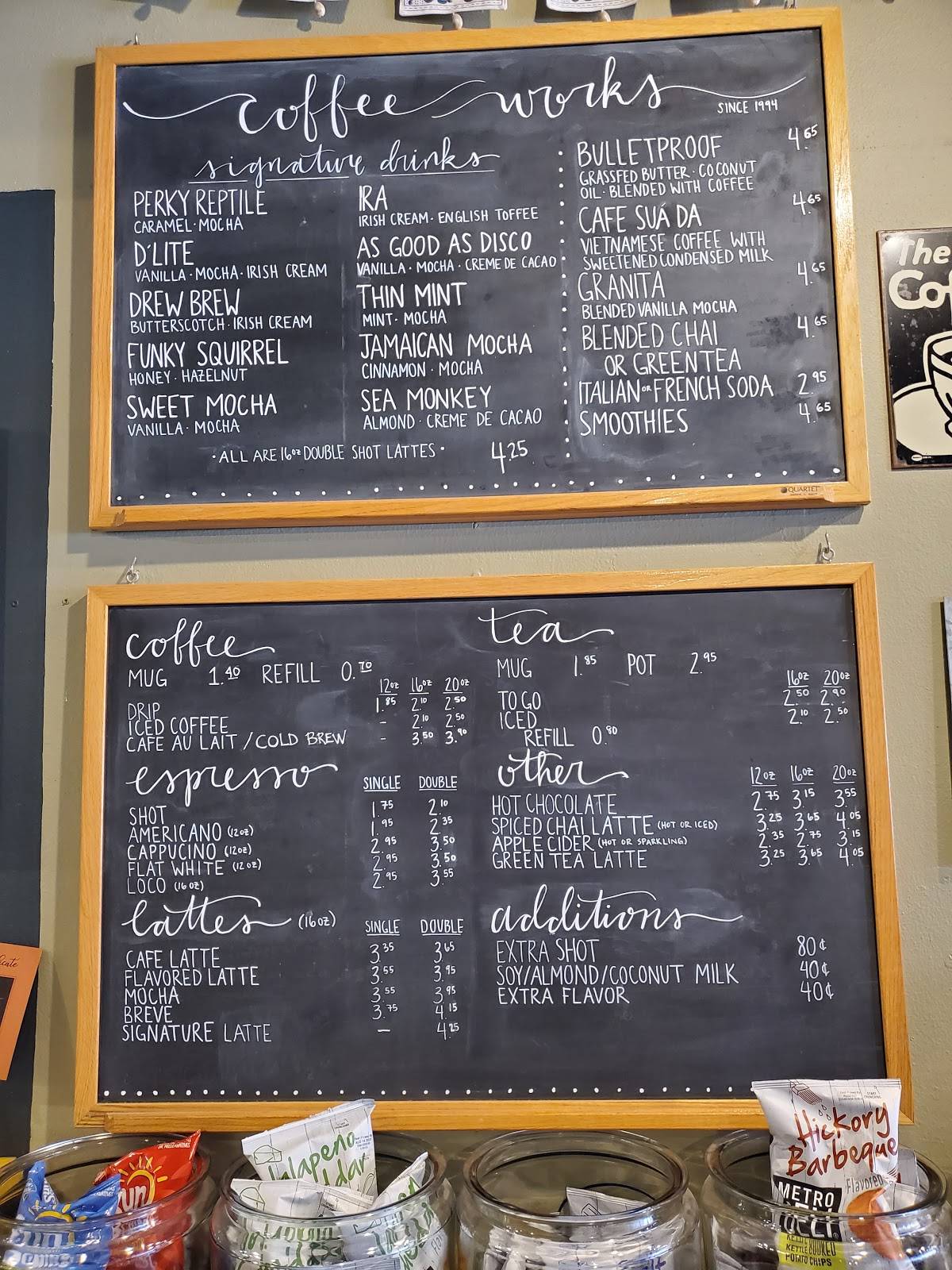 Menu at Pierce Street Coffee Works cafe, Sioux City