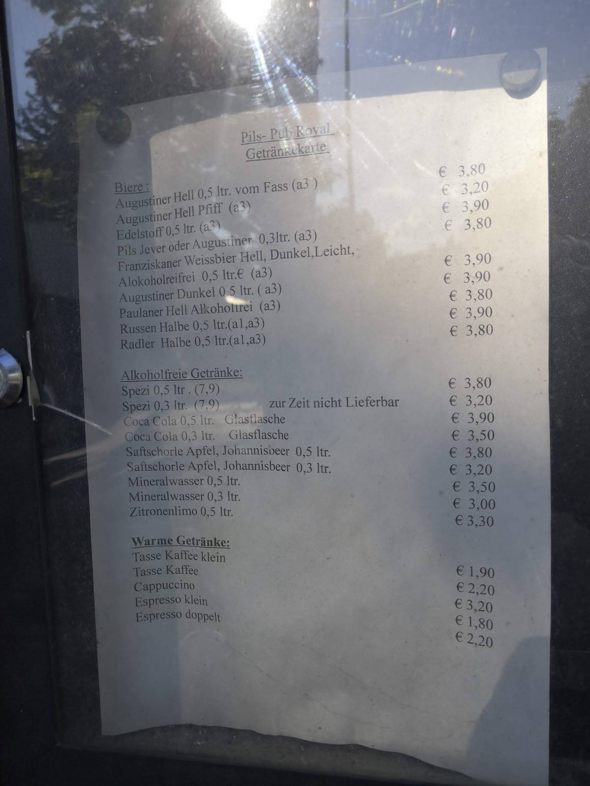 Speisekarte von Pils-Pub Royal, München