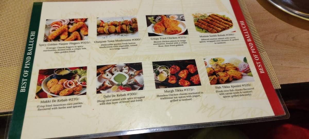 Menu at Pind Balluchi Express, Bhadohi