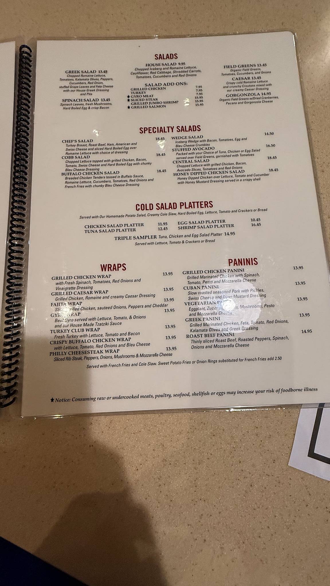 Menu at Central Diner & Grille restaurant, Pittsburgh