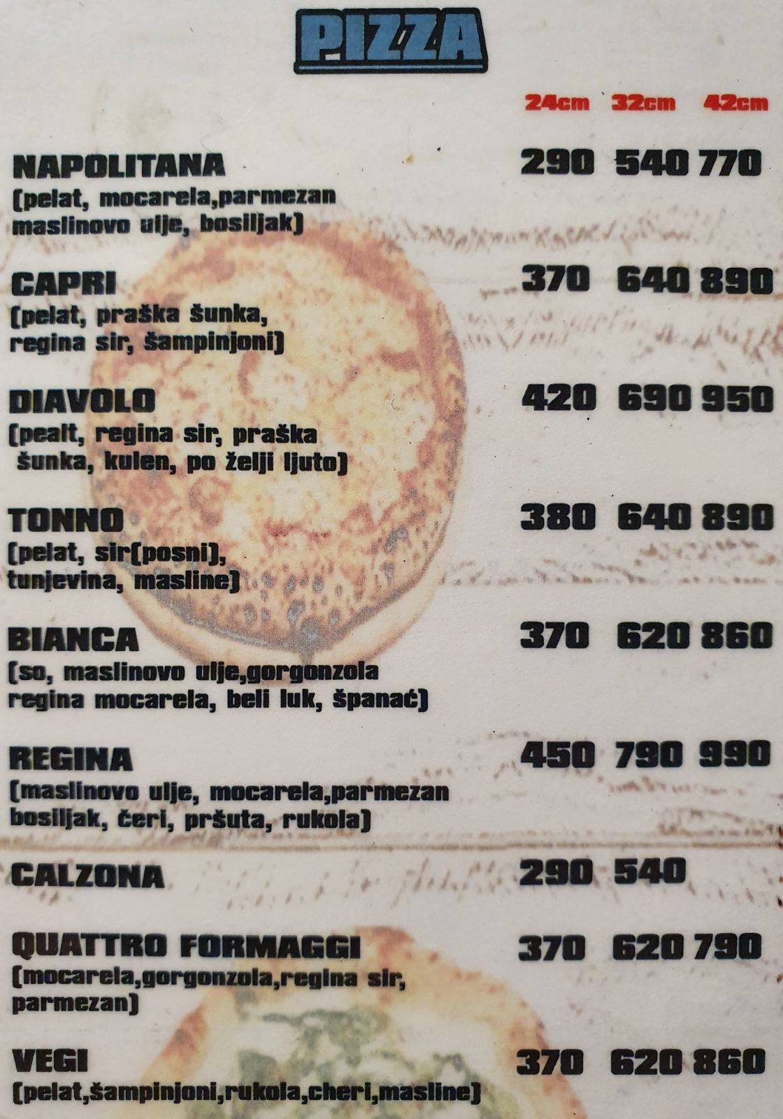 Menu at Pizza Art - picerija & caffee restaurant, Sombor