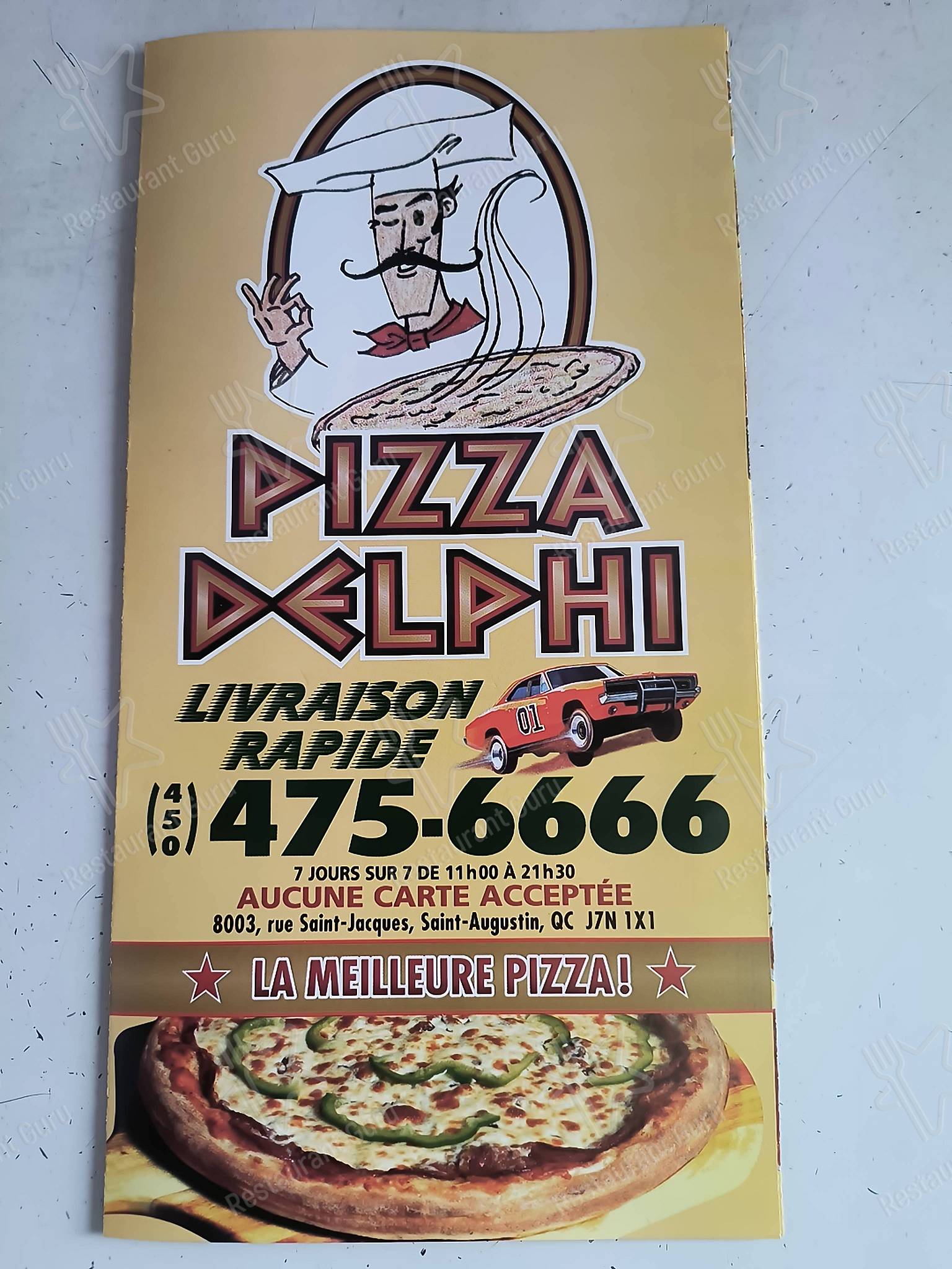 Menu au Pizza Delphi Sous-Marins pizzeria, Mirabel