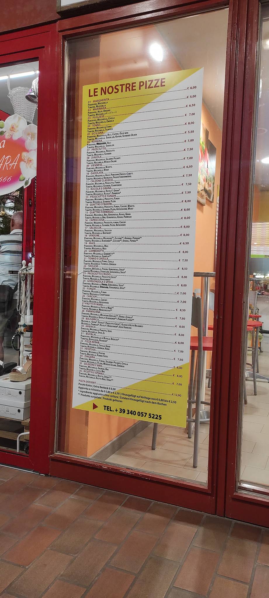 Menu da Pizza Family pizzeria, Bibione