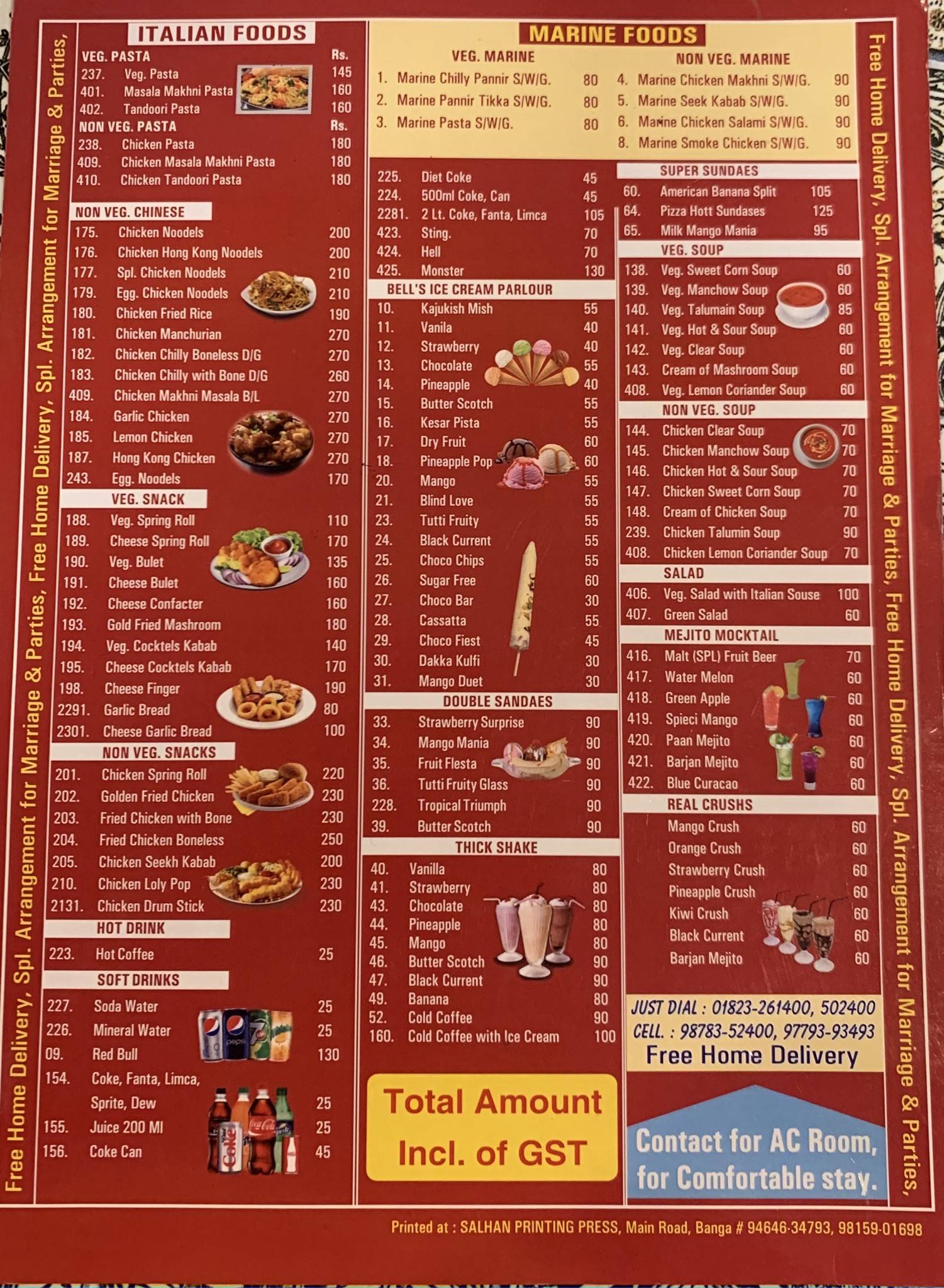 Menu at Pizza Hott & ice cream parlour & hotel Nawanshahr Doaba, Banga
