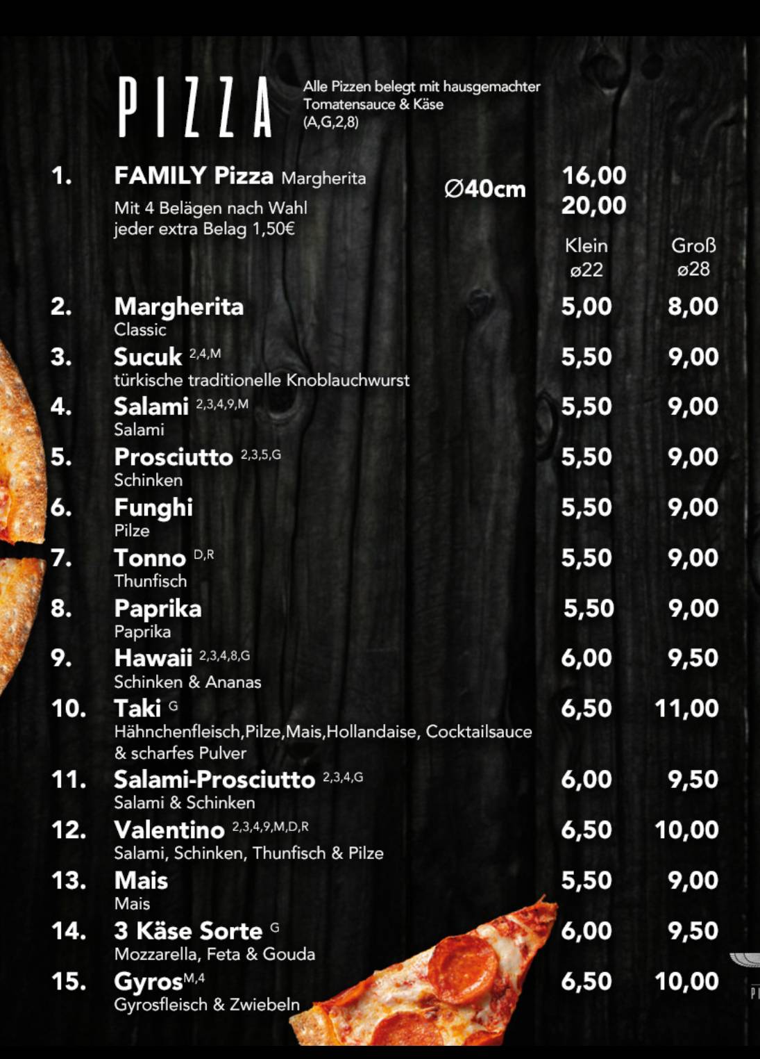 Speisekarte von Pizza Pars, Meppen
