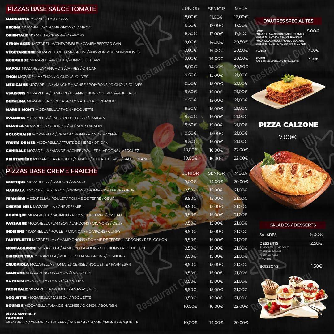 Menu au Pizza pino Nantes restaurant, Nantes
