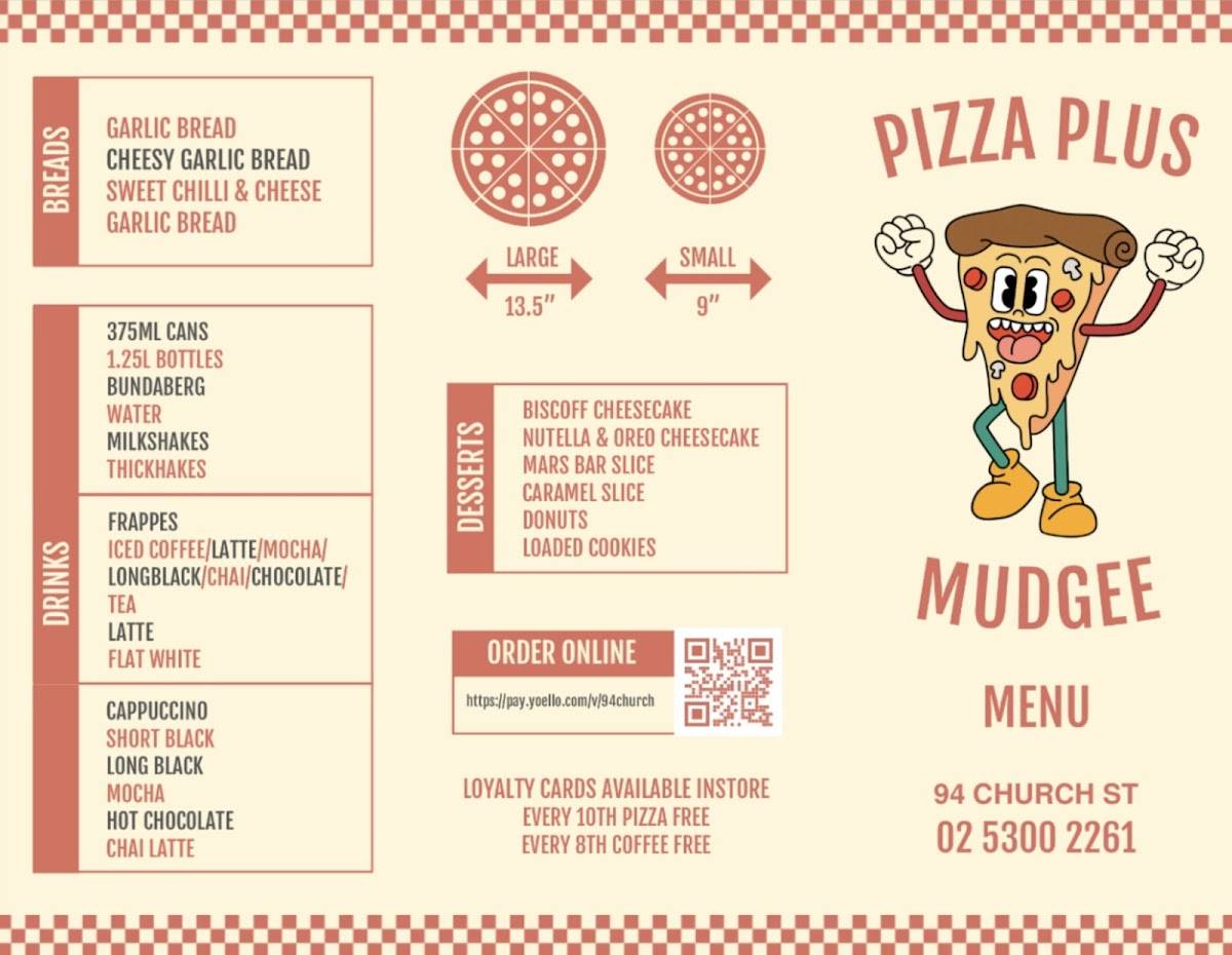 Menu at Pizza Plus Mudgee restaurant, Mudgee