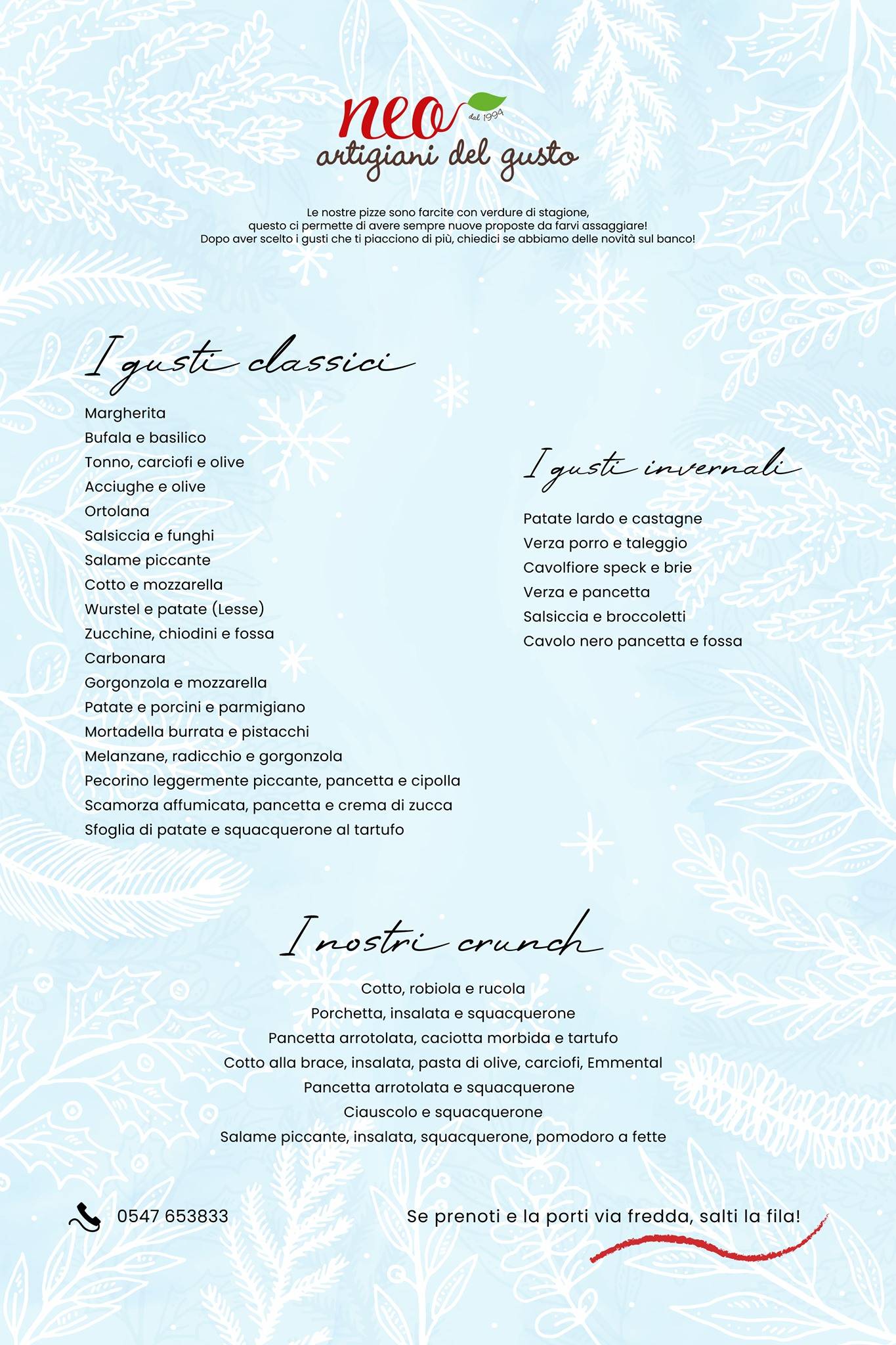 Menu da Pizza da Neo pizzeria, Gambettola, Via del Lavoro