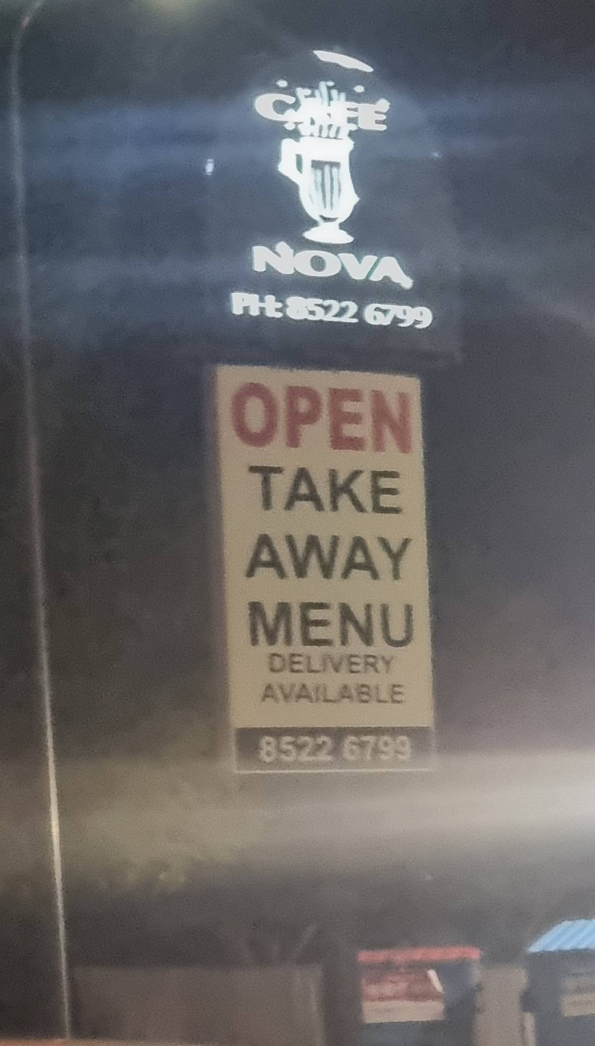 Menu at Café Nova pizzeria, Gawler, 19 Murray St