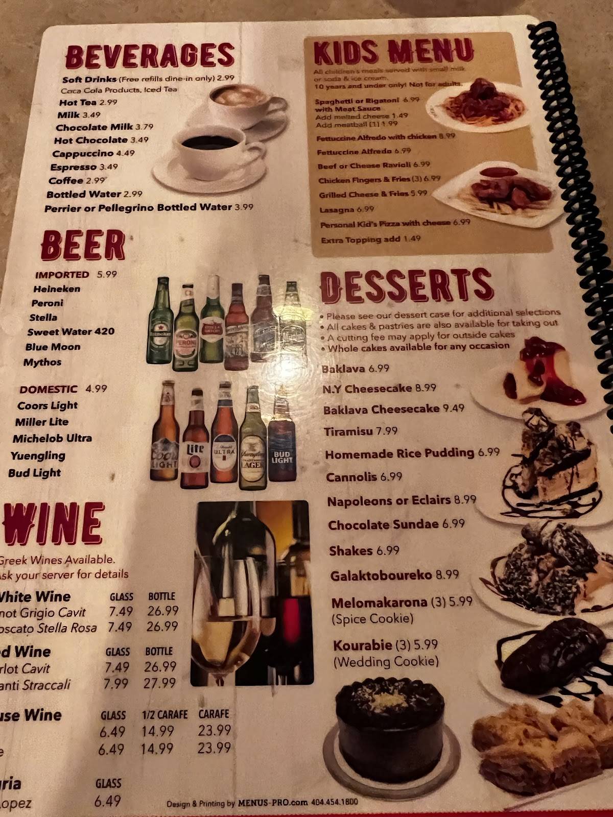 Menu at Dina's Family Italian Restaurant, Woodstock