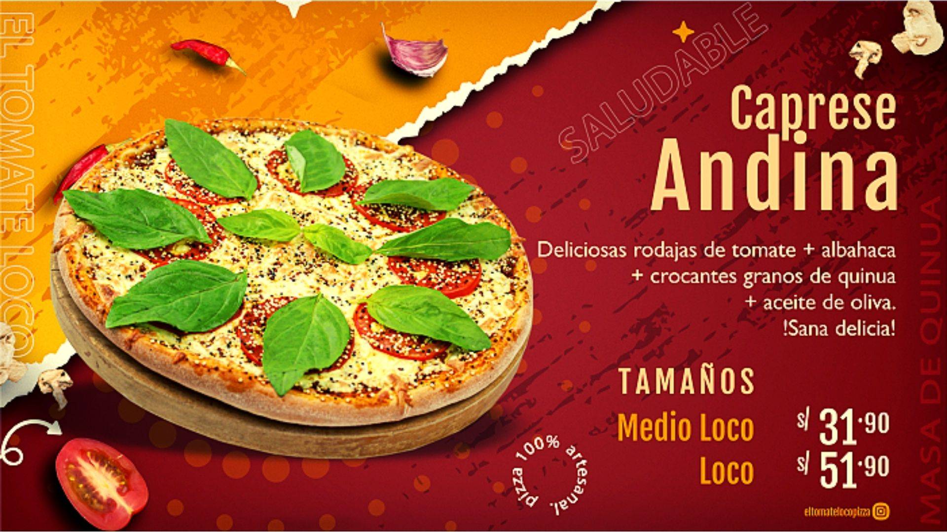 Carta del restaurante El Tomate Loco Pizza Fusión, Miraflores