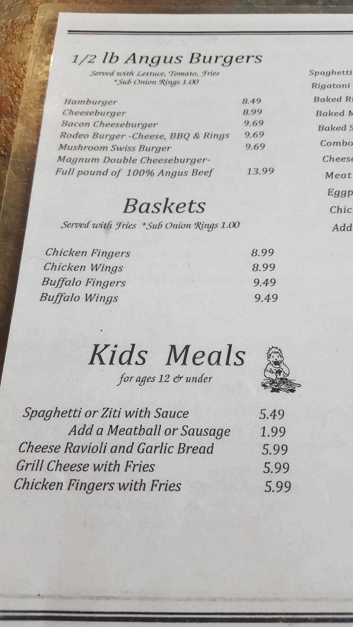 Menu at Enzo’s Pizzeria & Restaurant, Lincoln