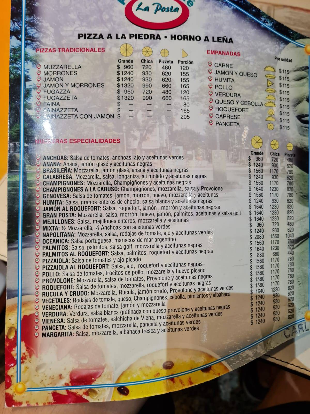 Menu at Pizzería La Posta, Buenos Aires, Av. San Juan 2999