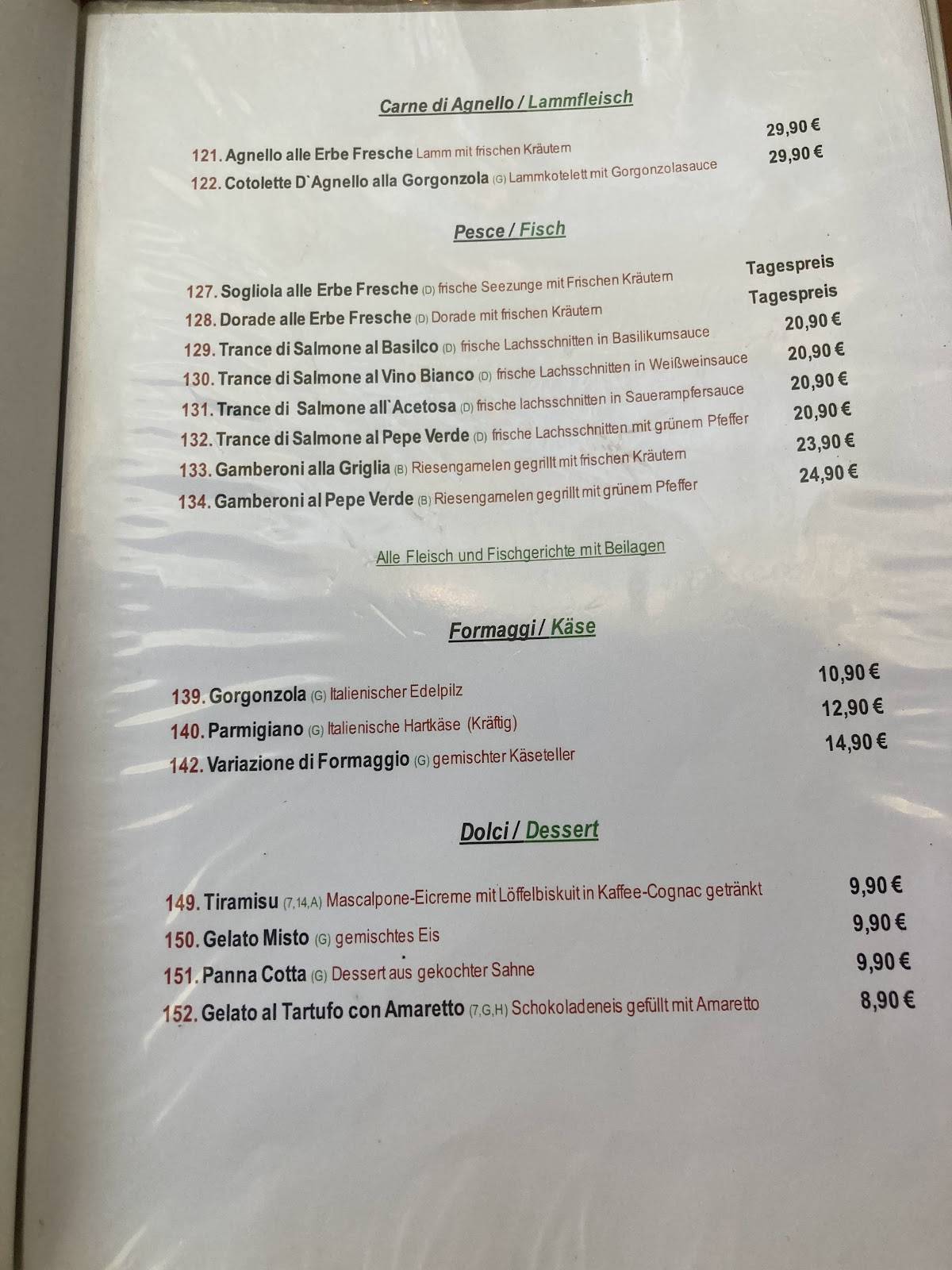 Speisekarte von Pizzeria La Rucola, Düsseldorf