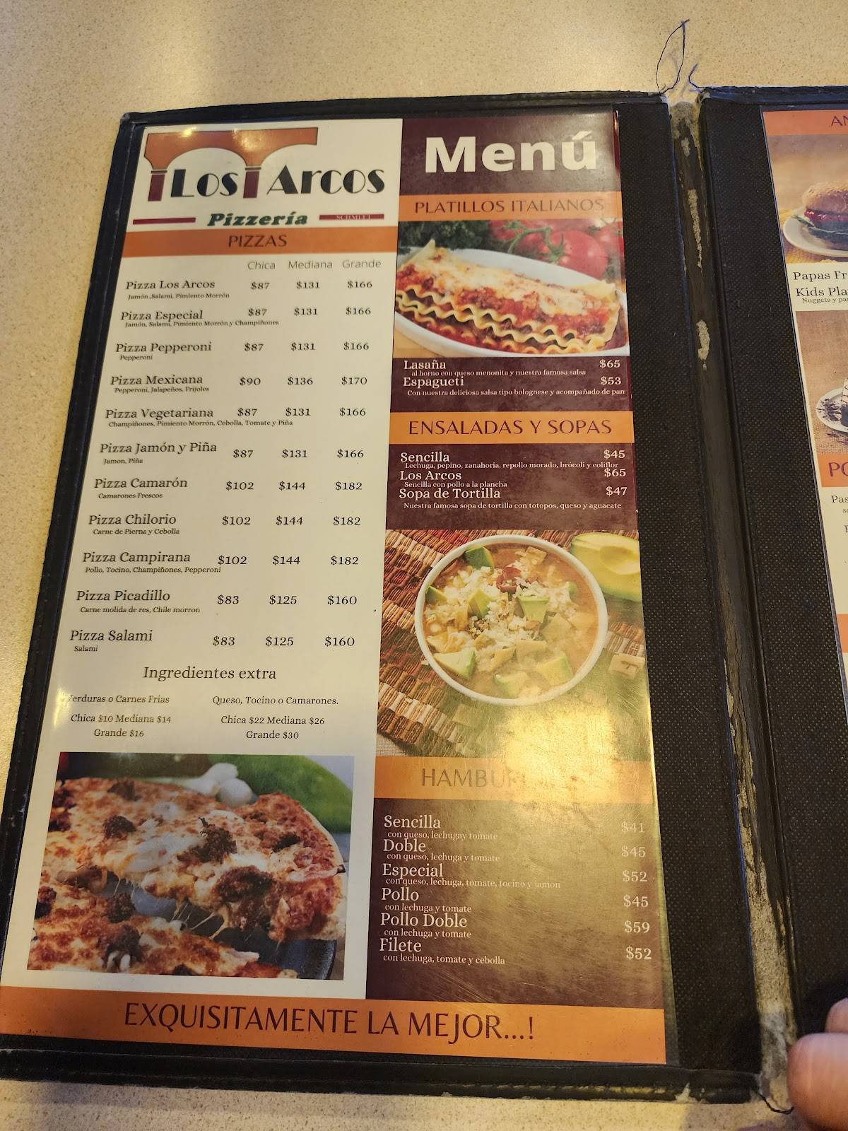 Carta de Pizzeria Los Arcos, Mexico, Km. 13 Avenida Álvaro Obregón Los ...