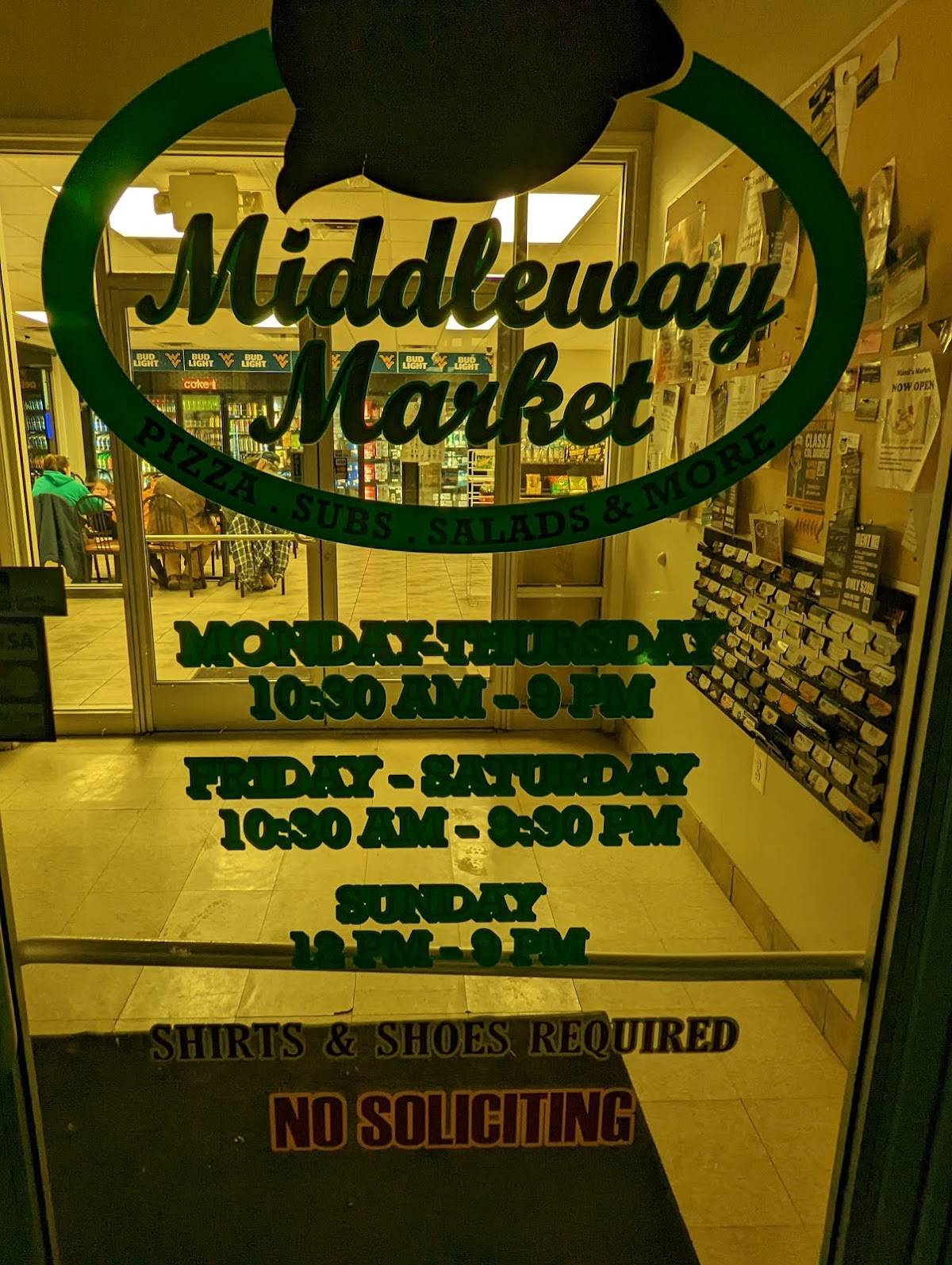 Menu at Middleway Market pizzeria, USA, Middleway Pike