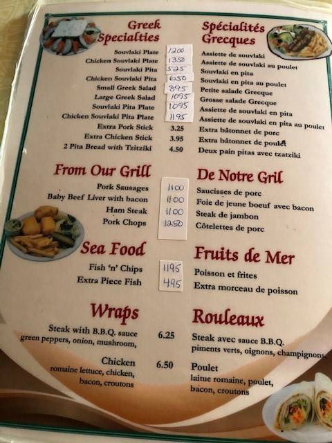 Menu at Napoleon Delicatessen pizzeria, Cornwall
