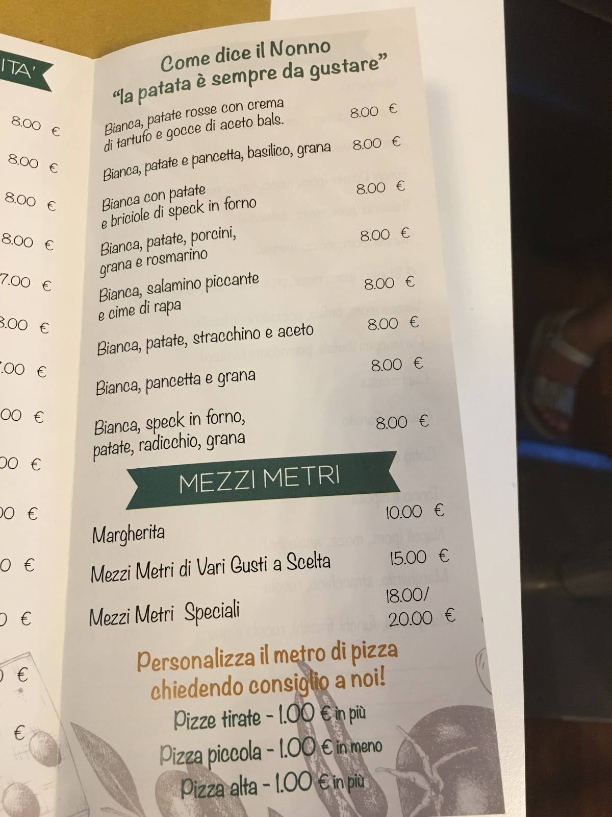 Menu da Pizzeria Delia e Luisa, Modena