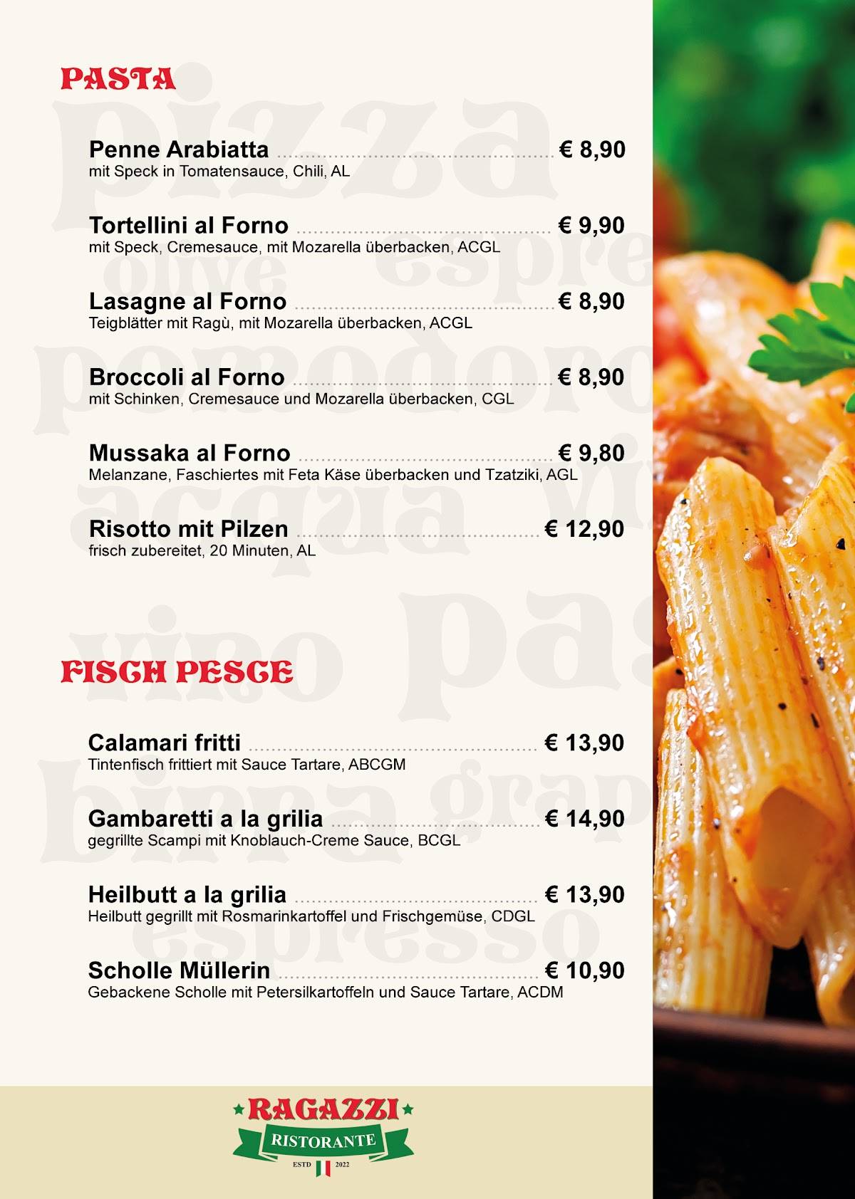 Speisekarte von Ragazzi Ristorante restaurant, Wieselburg