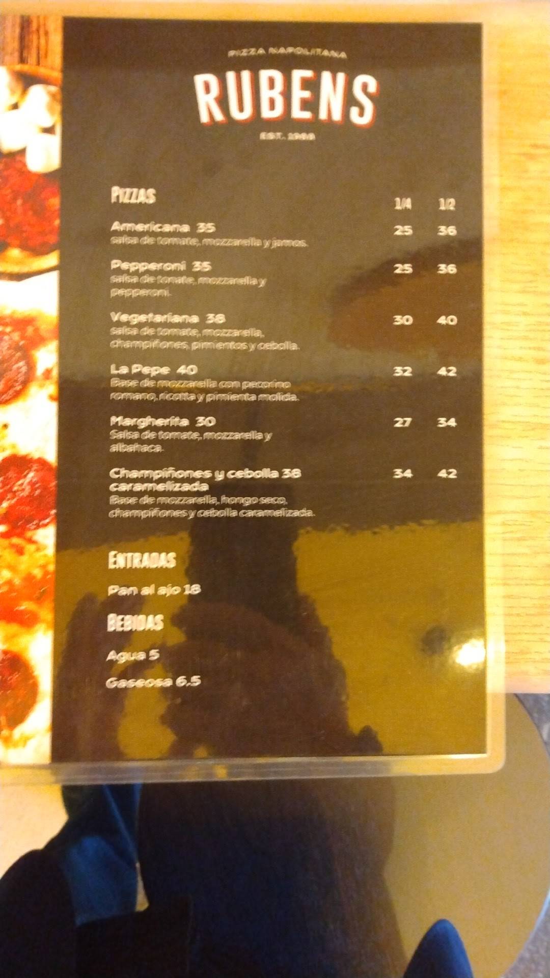 Carta de Pizzería Rubens, Lince