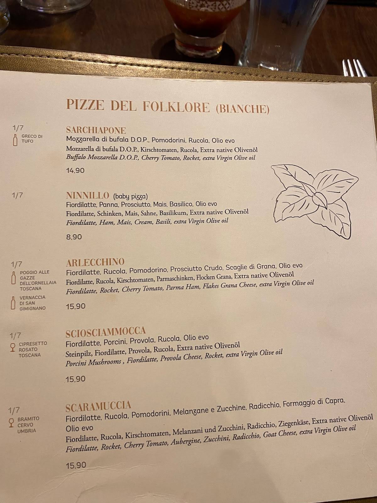 Menu at Via Toledo Enopizzeria, Vienna