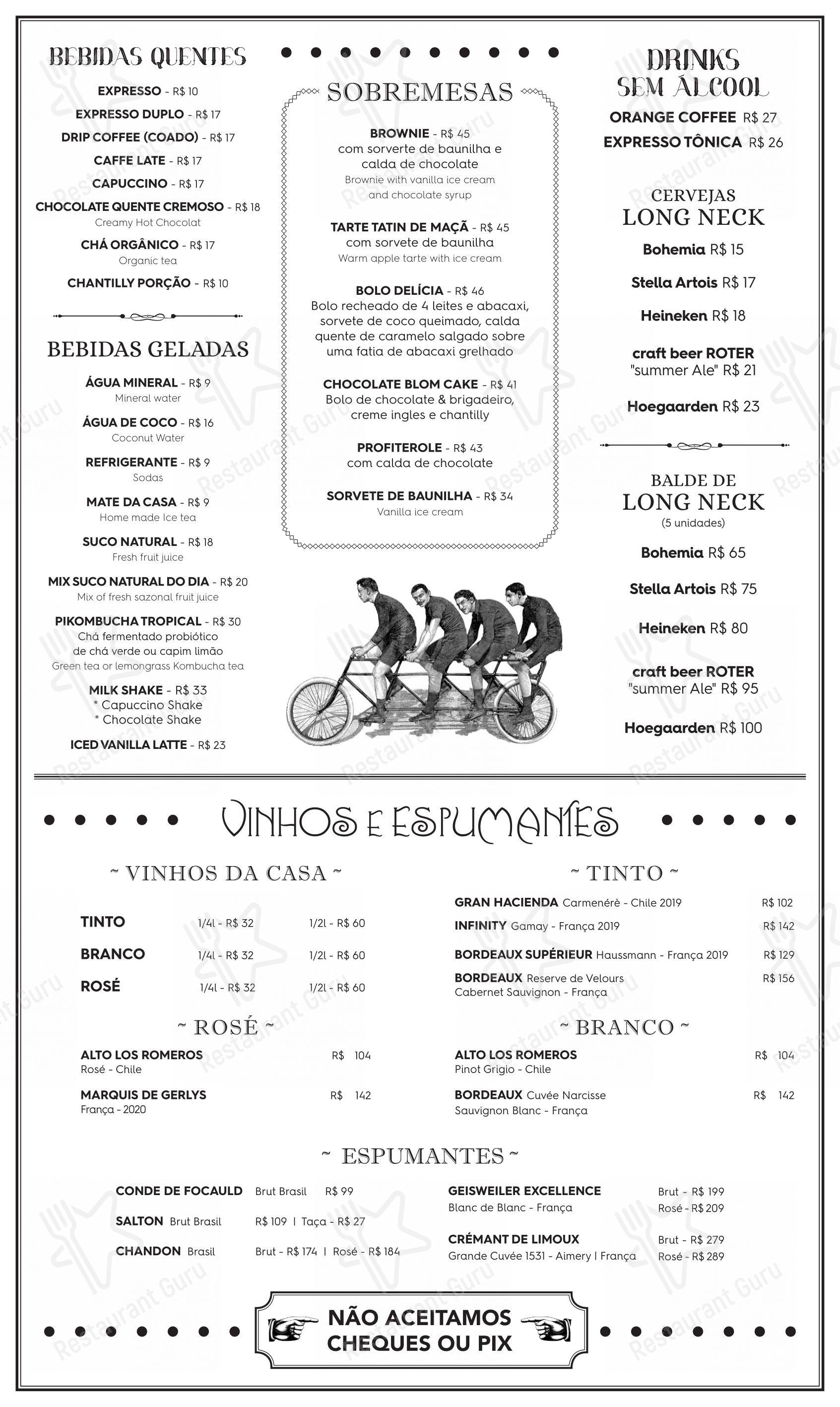 Menu em Plage Café, Rio de Janeiro