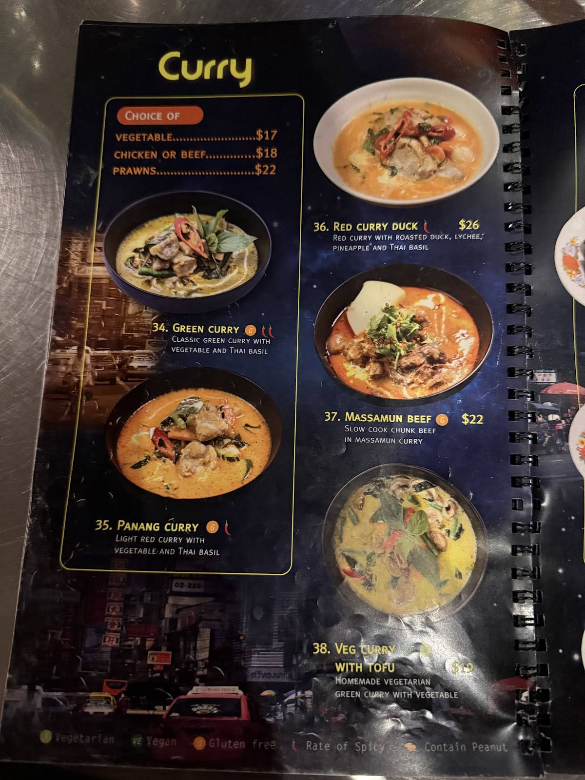 Menu at Pochana Brisbane restaurant, Brisbane City