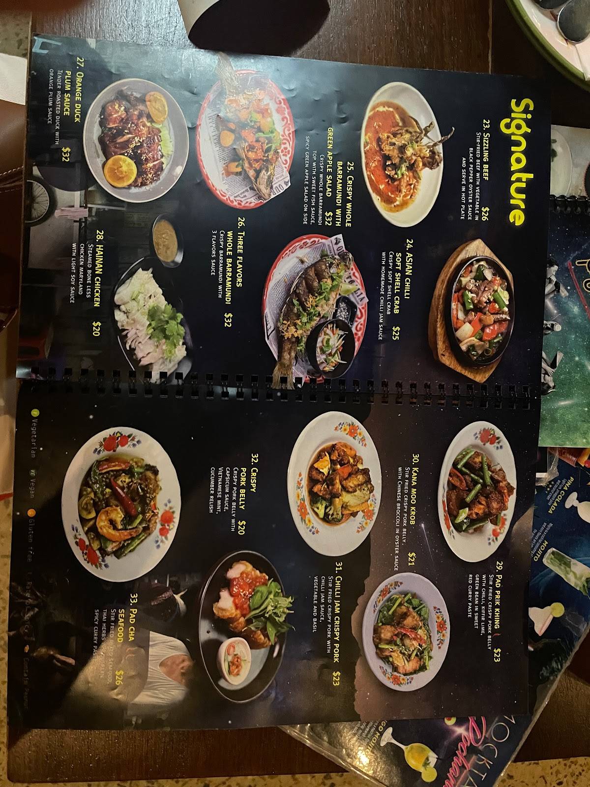 Menu at Pochana restaurant, Brisbane City