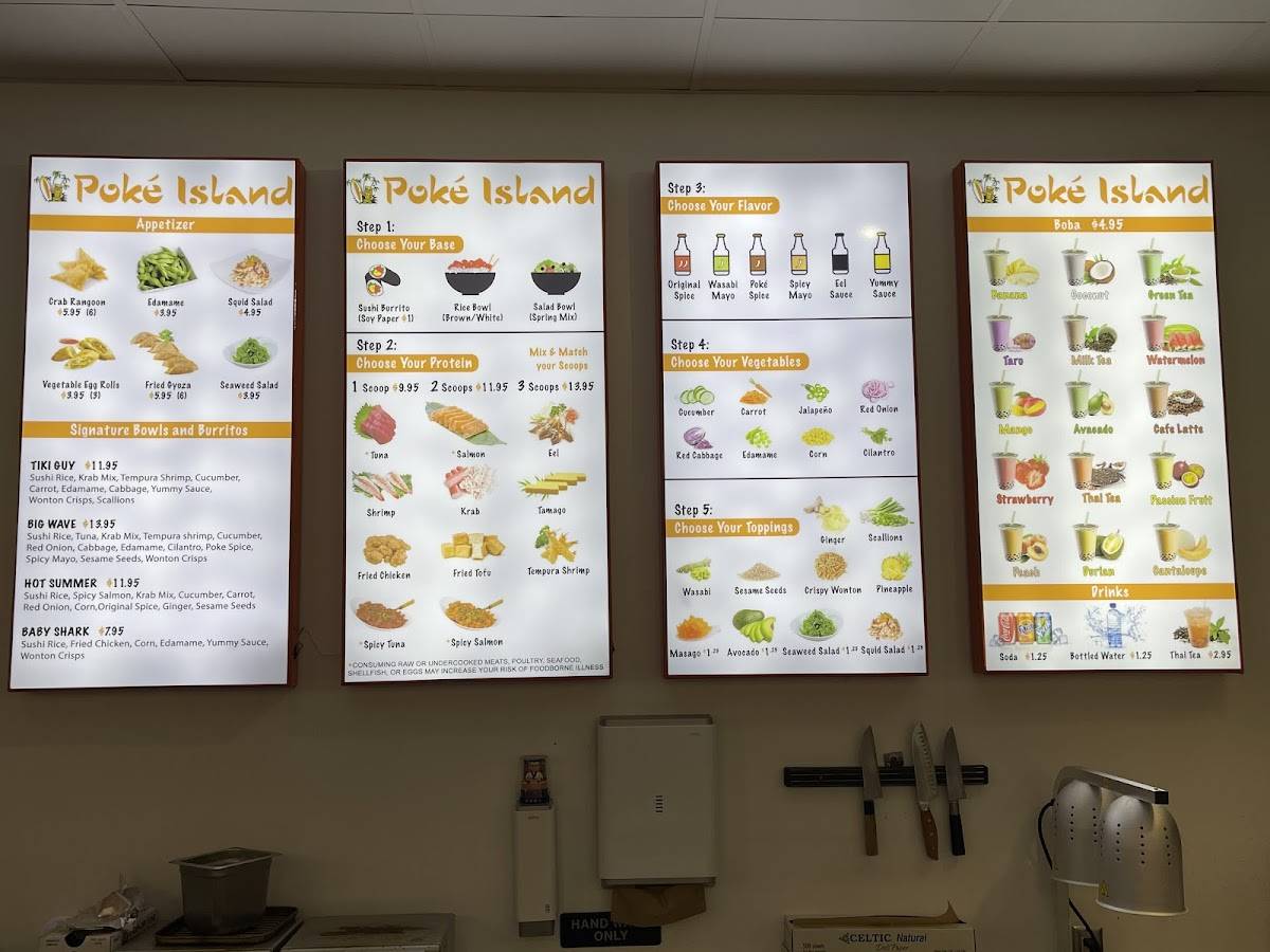 Menu at Poke Island restaurant, Pinellas Park