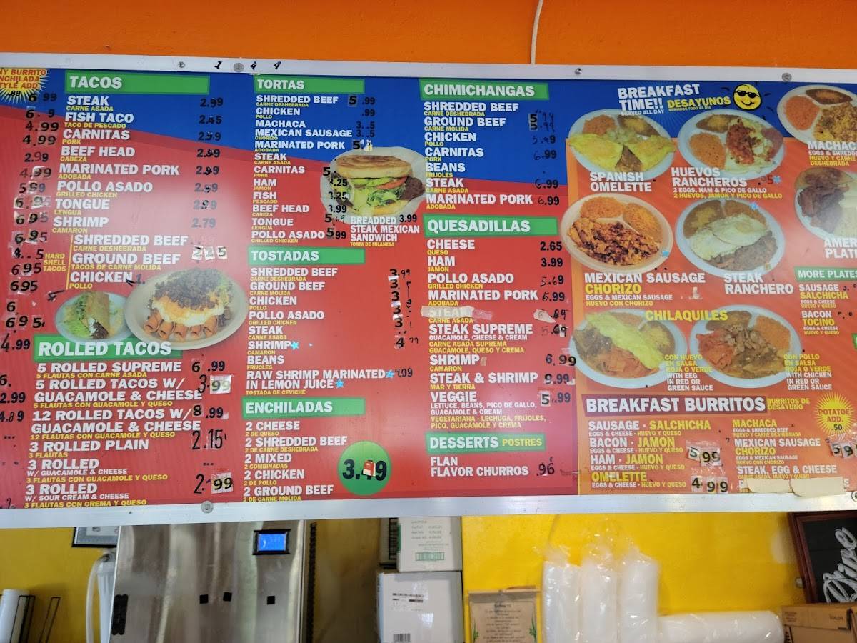 Menu at Poliberto’s restaurant, Tempe, W Baseline Rd