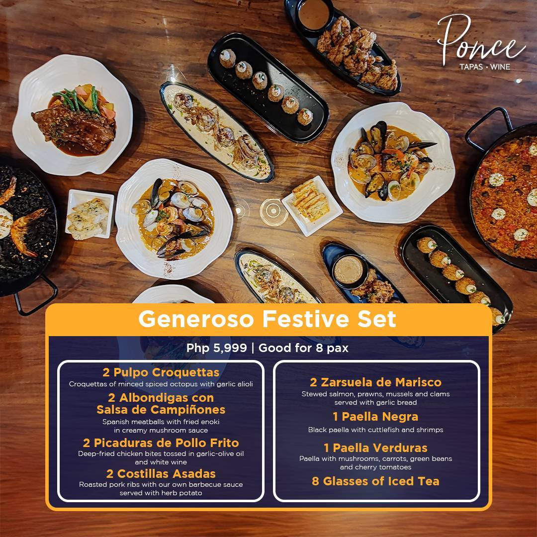 Menu at Ponce restaurant, Quezon City