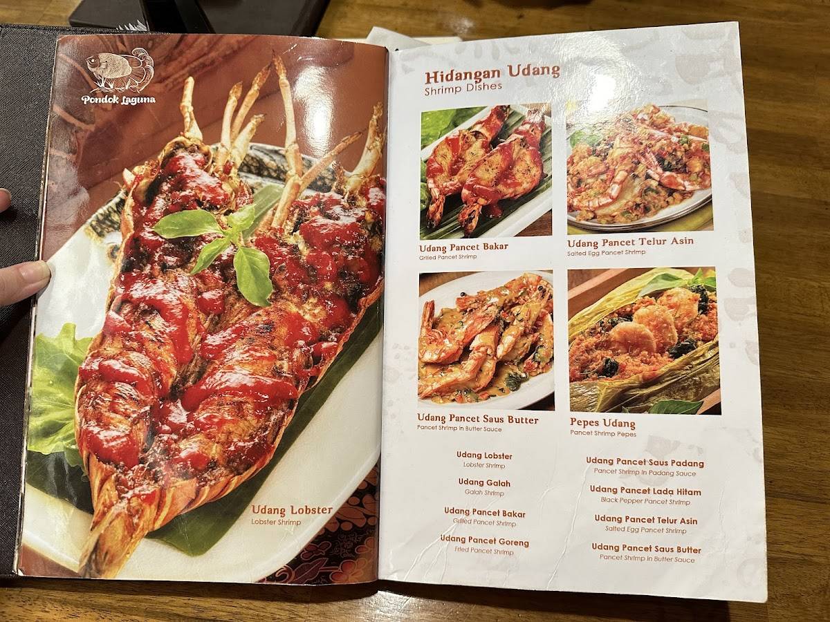 Menu at Pondok Laguna restaurant, Central Jakarta, Jl. Batu Tulis Raya ...