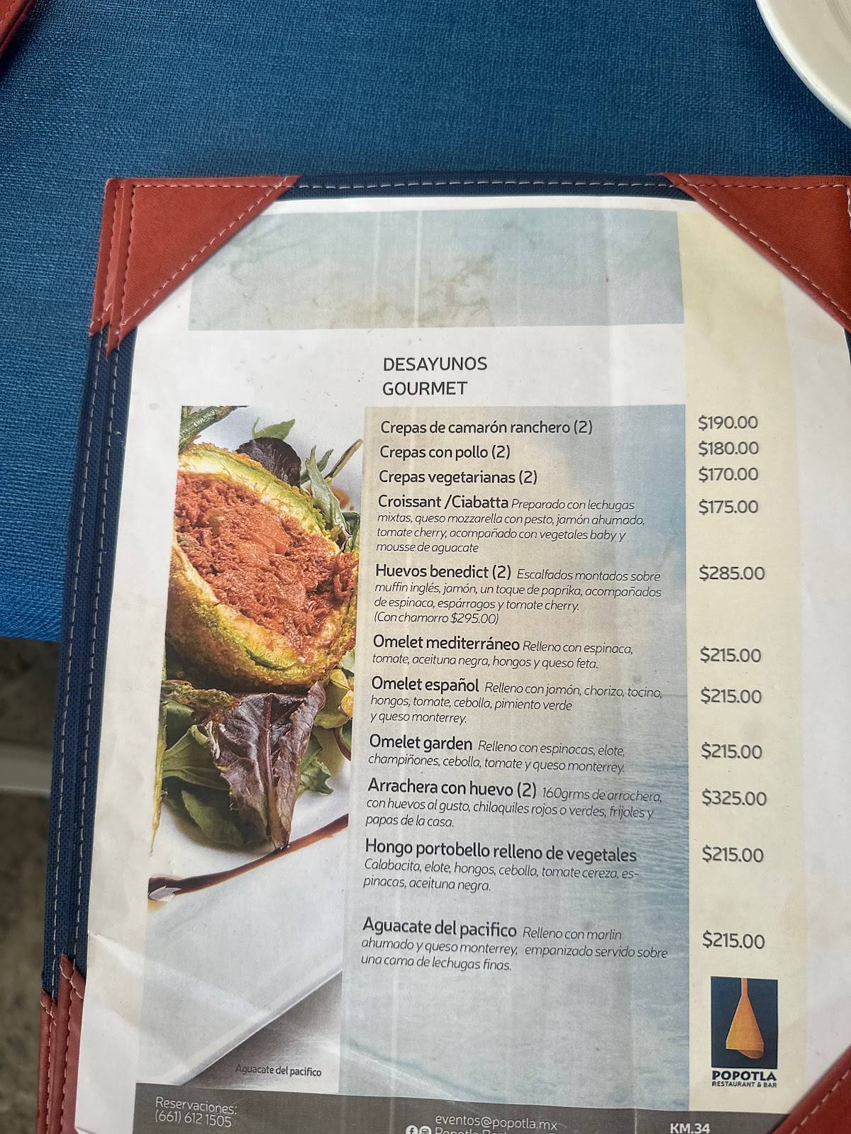 Carta de Restaurant&Bar Popotla, Rosarito