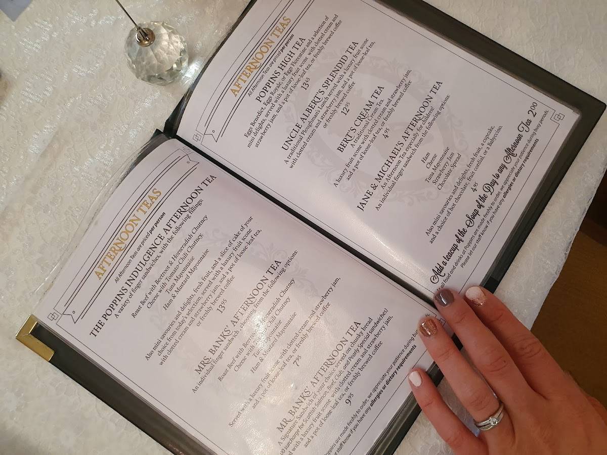 Menu at Poppins Tea Rooms restaurant, Horwich