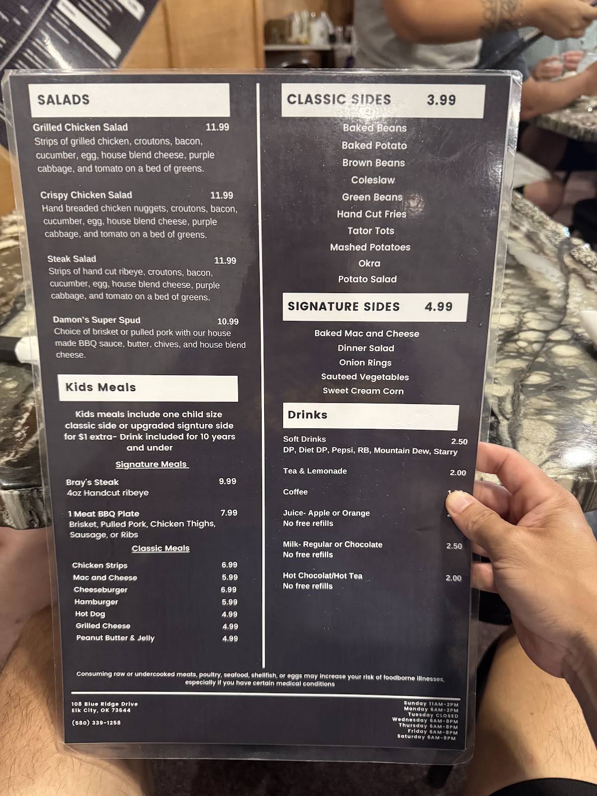 Menu at Poppy’s Pit & Grill restaurant, Elk City