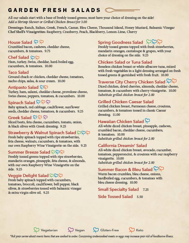 Menu at Chef Shell's Restaurant & Catering, Port Huron