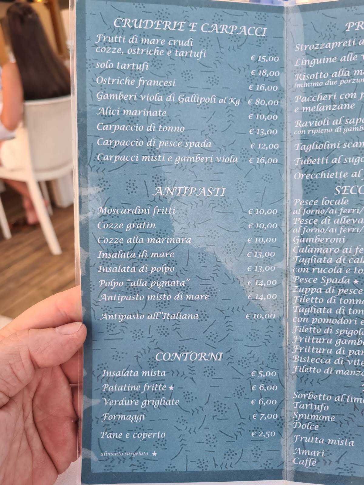 Speisekarte von Ristorante Al Gambero, Porto Cesareo