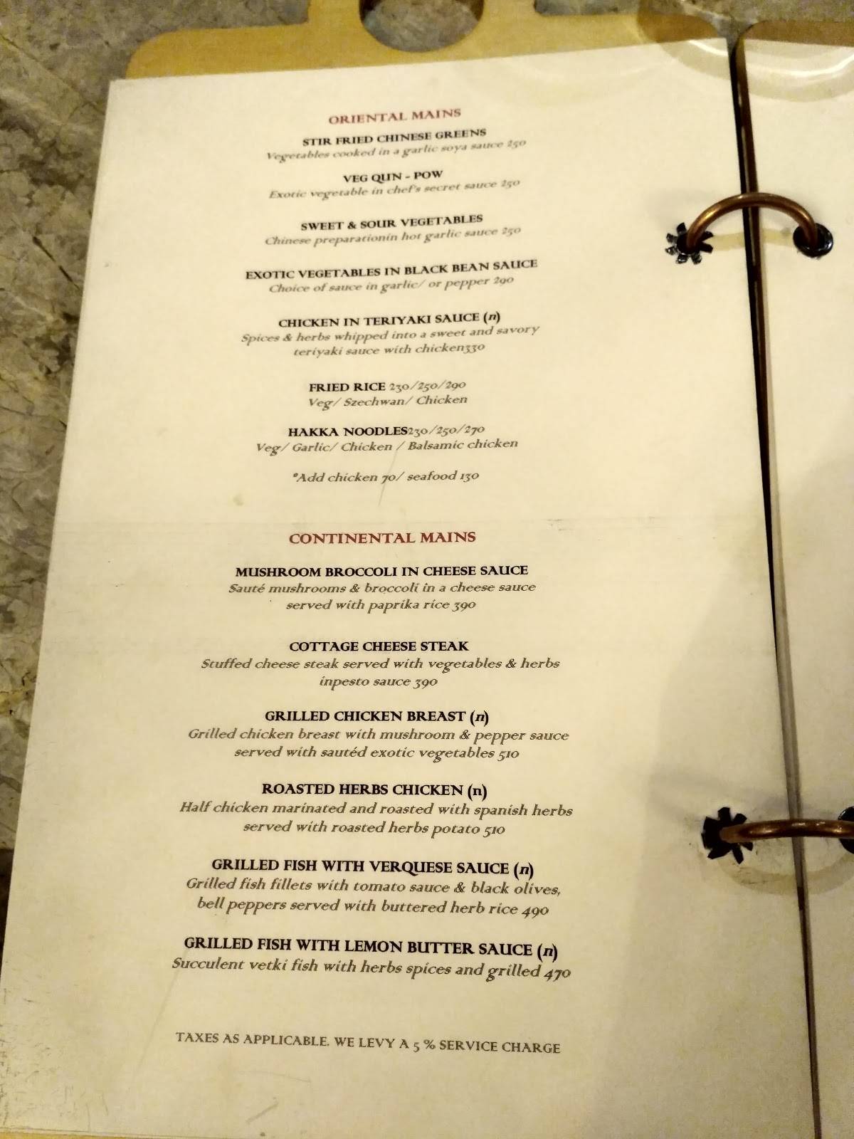 Menu at Prana Lounge, Ranchi, 6th & 7th Floor