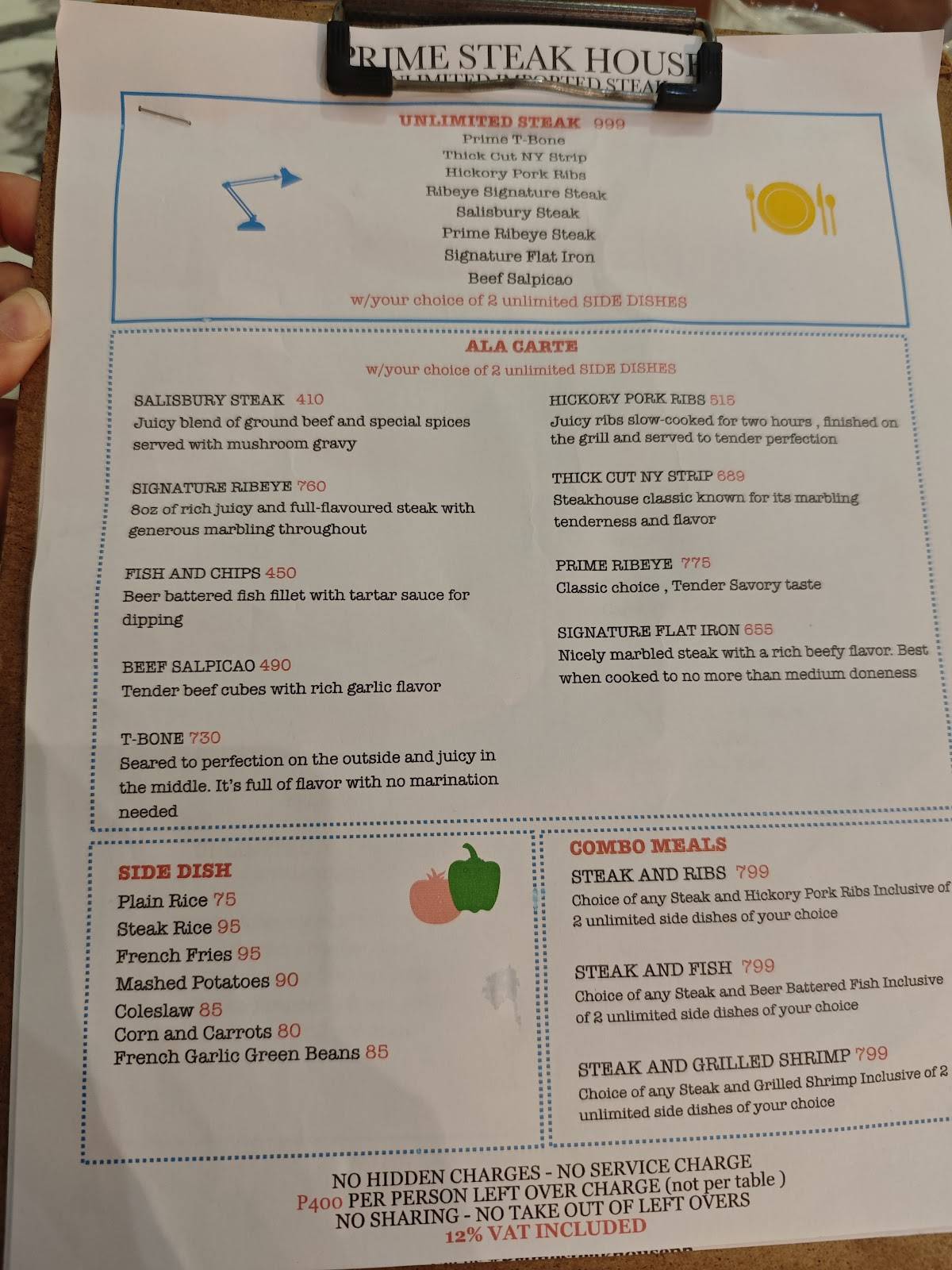 Menu at Prime Steak House - SM City Clark steakhouse, Angeles