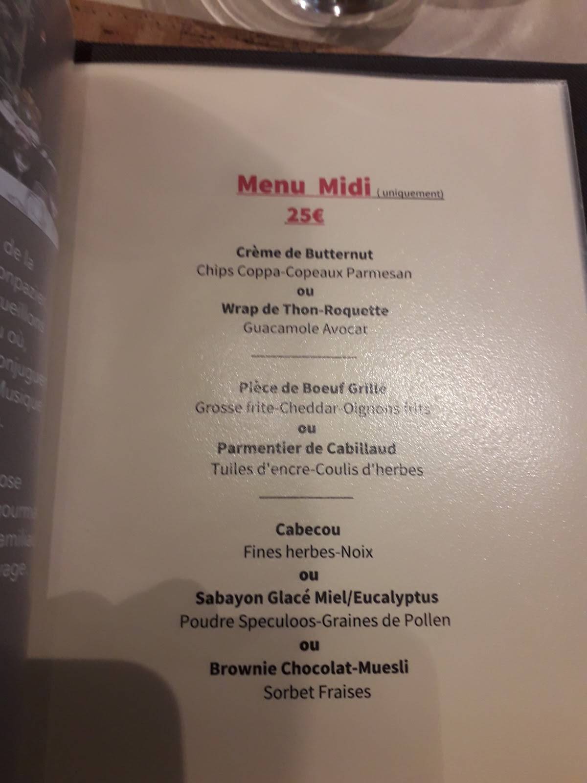 Menu au Privilege du Perigord restaurant, Monpazier