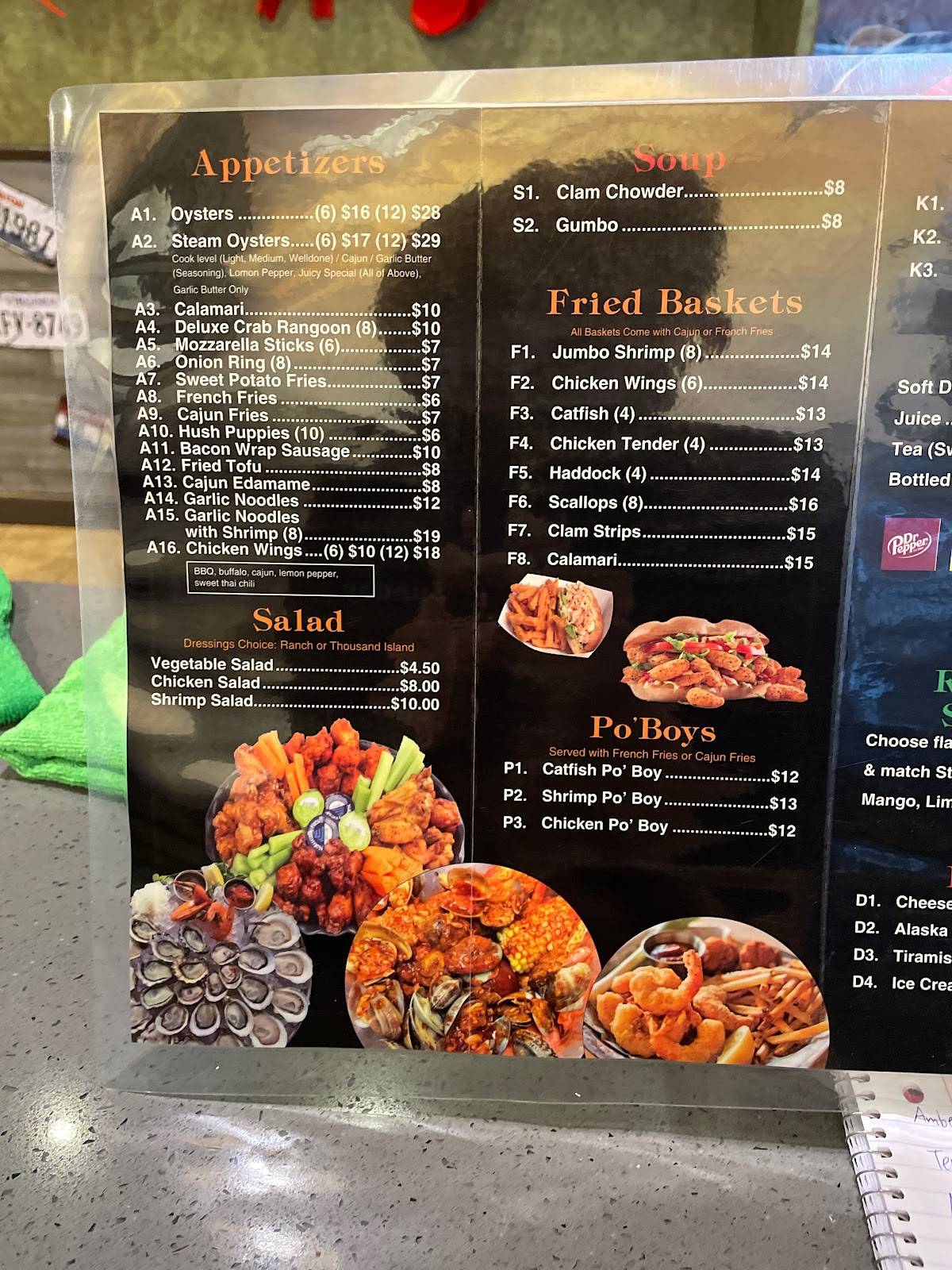 Menu at Alaska Crab pub & bar, Moreno Valley